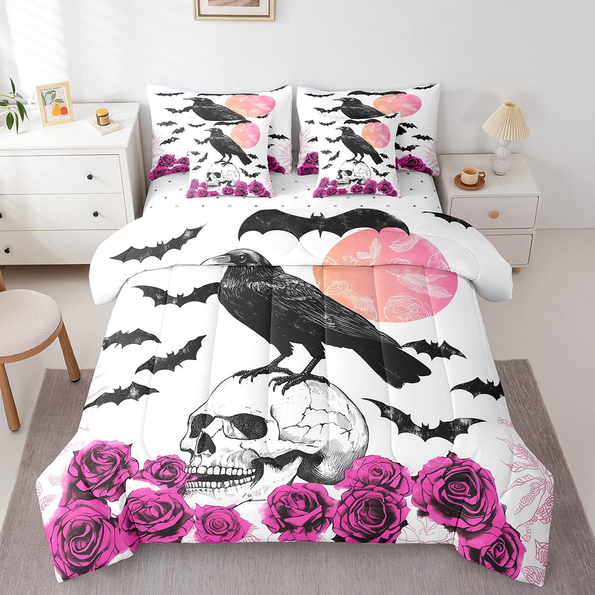 Halloween Crow Bedding Set Gothic Bird Animal King Comforter Set 7 ...