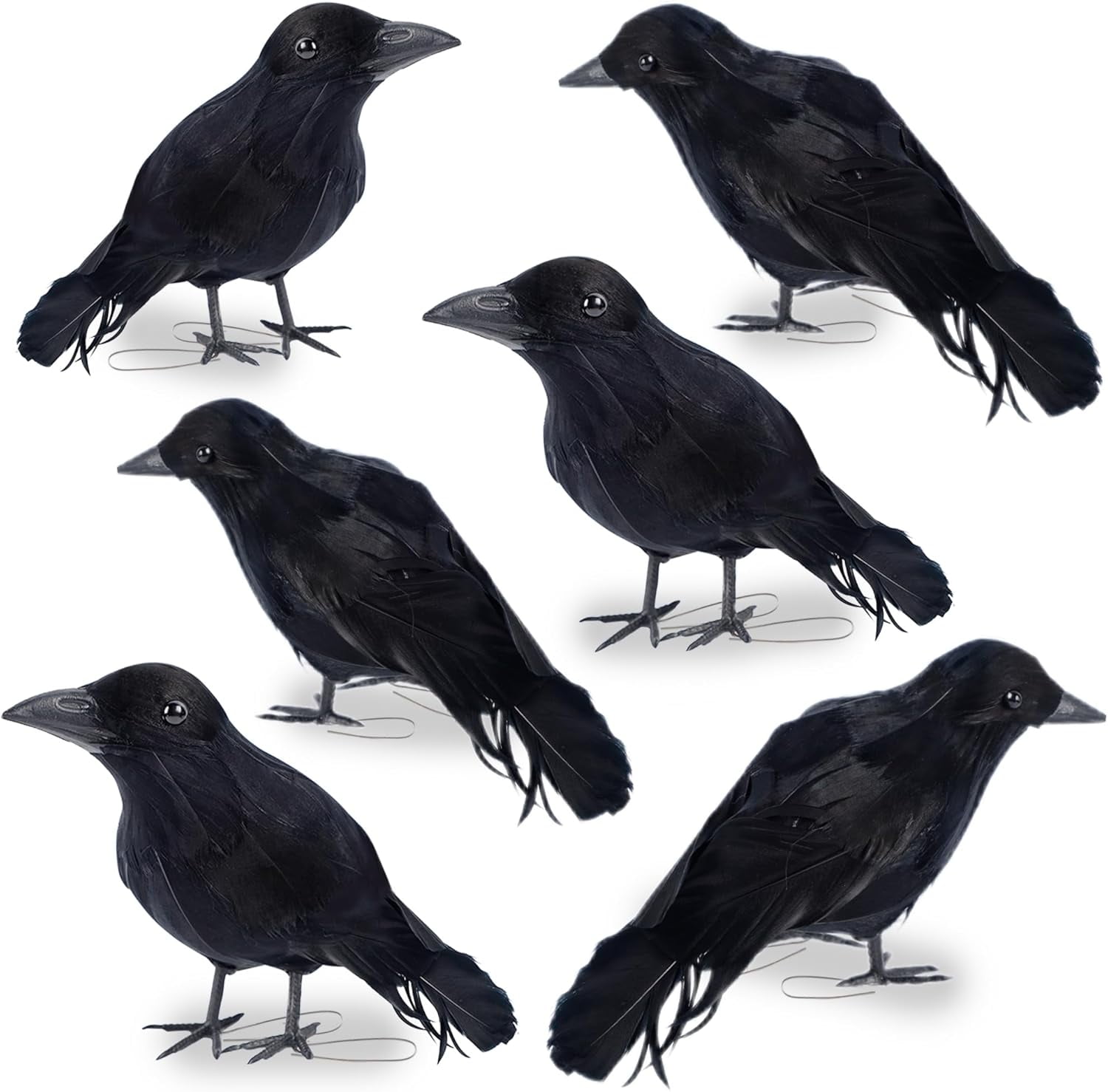 Halloween Crow Decorations 6 Pack, Lifesize Handmade Realistic Black ...