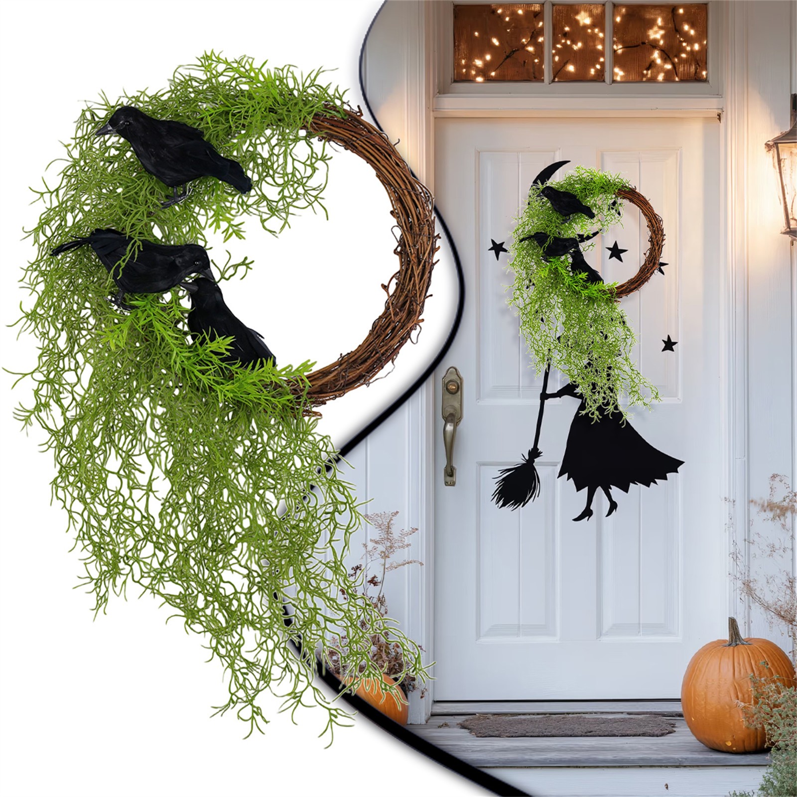 Halloween Crow Garland Decoration - Realistic Simulated Beauty Beard ...