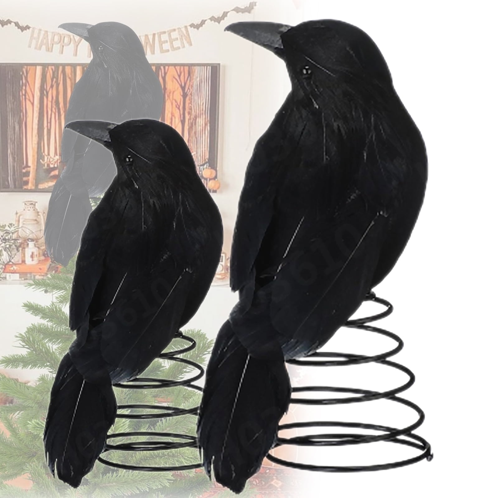 Halloween Crow Mini Tree Topper Halloween Tree Topper Black Crow Statue ...