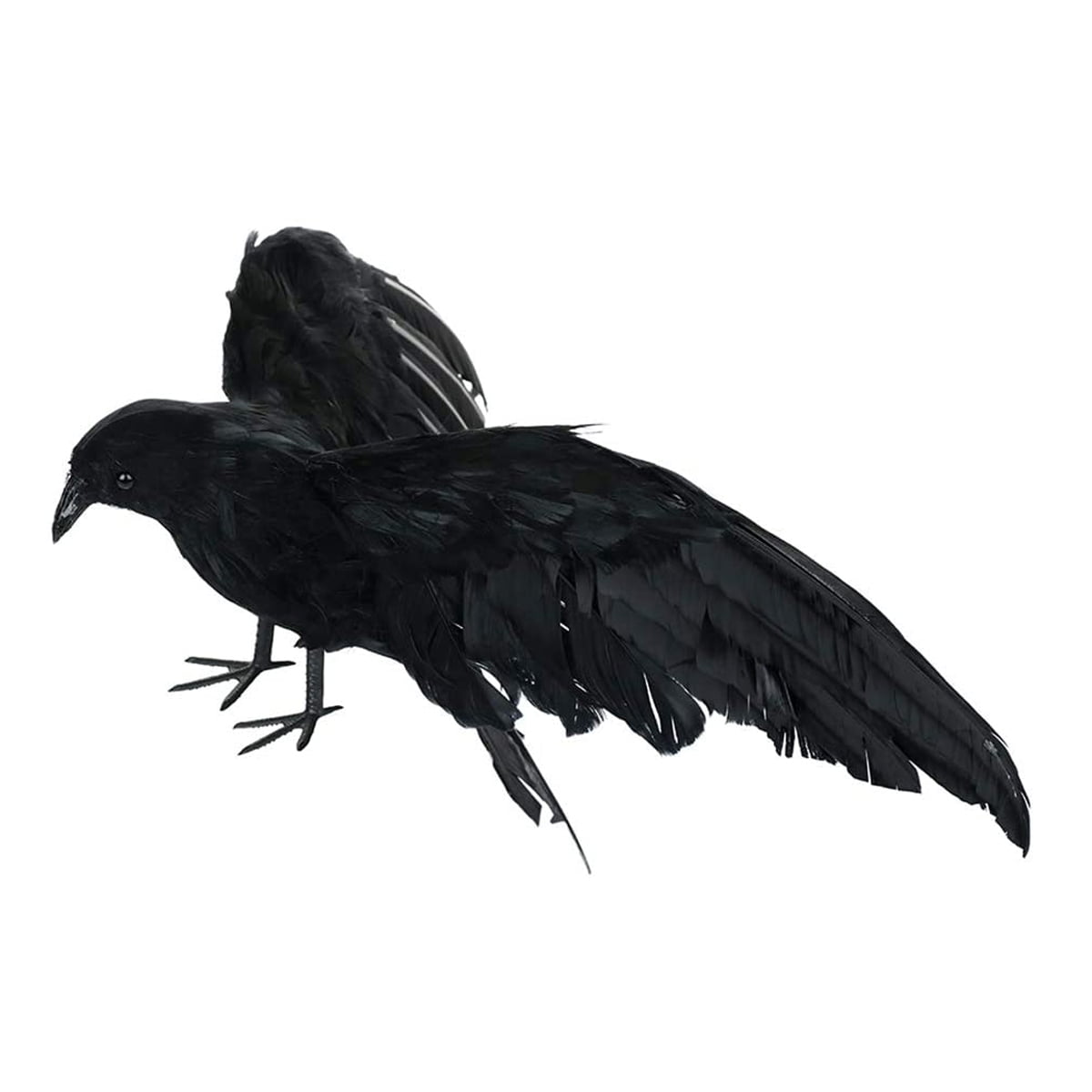 Halloween Crow Realistic Artificial 12 Black Feathered Raven Craft Prop ...