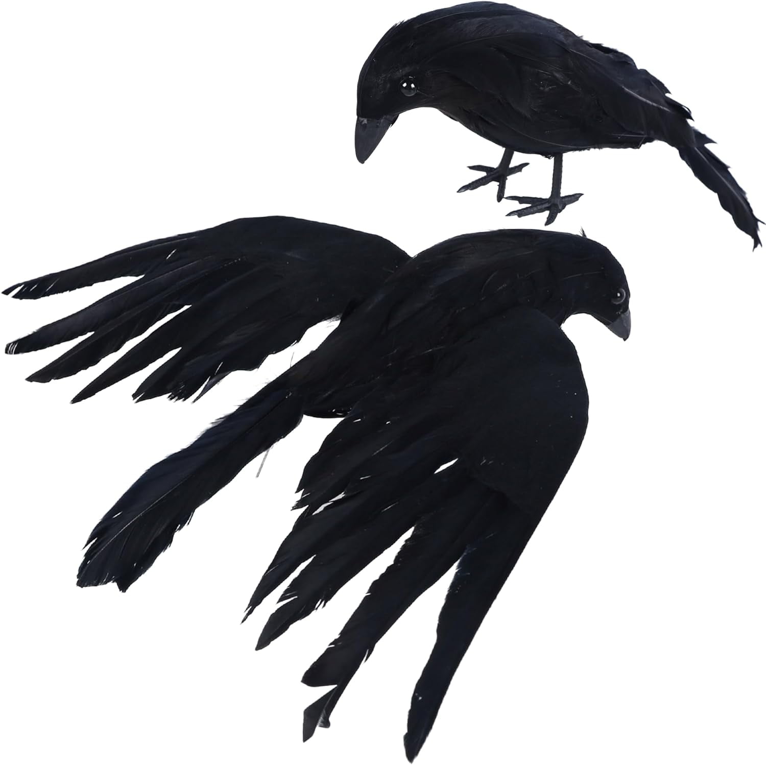 Halloween Crows Decorations, 2 Pcs Extra Large Realistic Crows ...