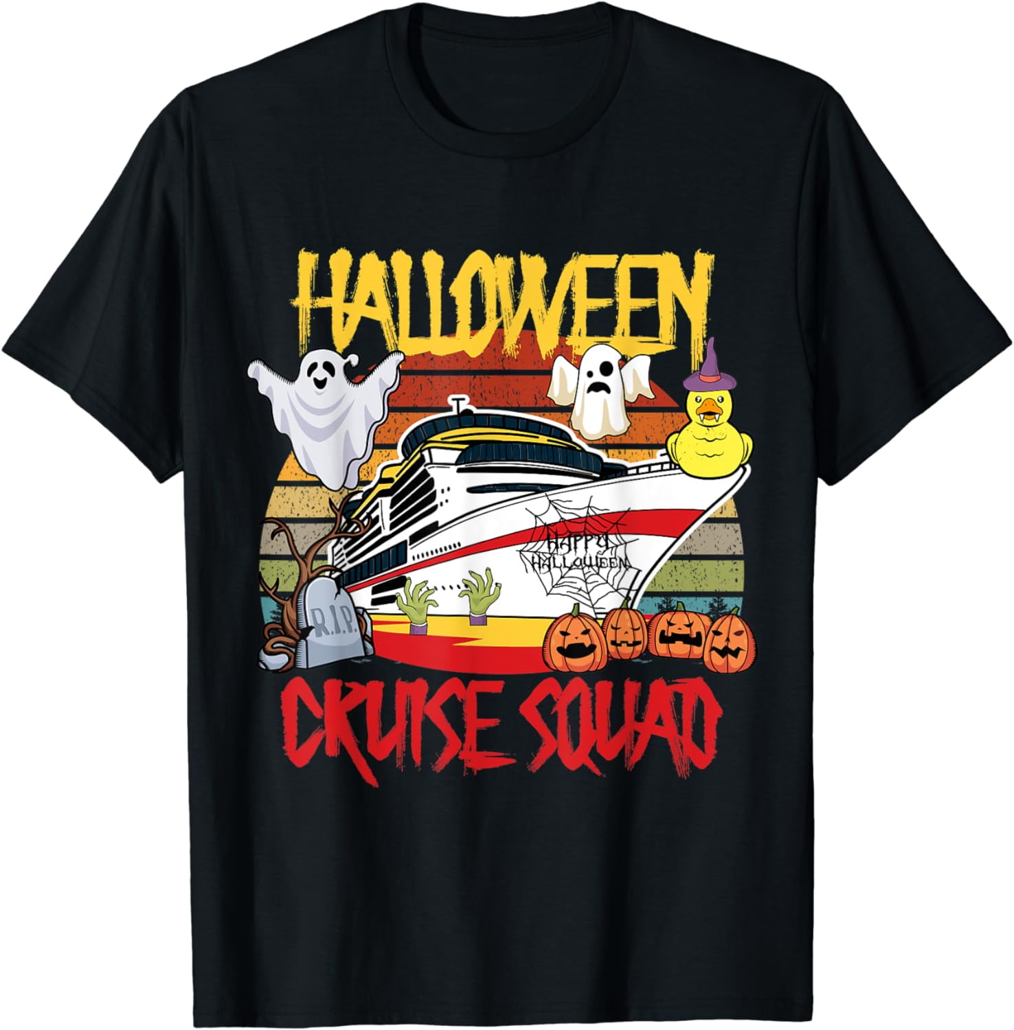 Halloween Cruise Squad Rubber Duck Hunting Ship Boating Trip T-Shirt ...