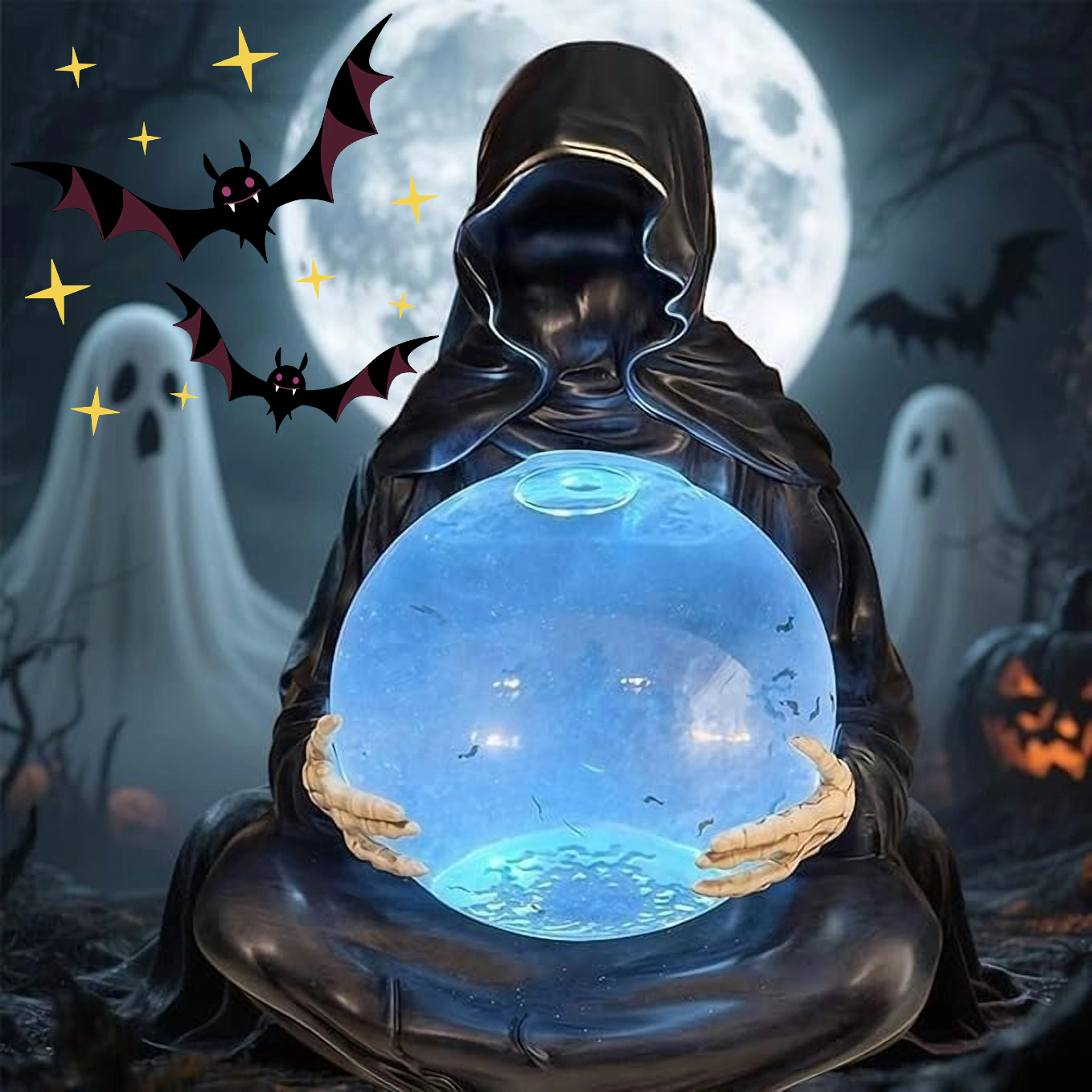 Halloween Ball, Grim Reaper Statue, Light Up Bats, Gothic Figurine With ...