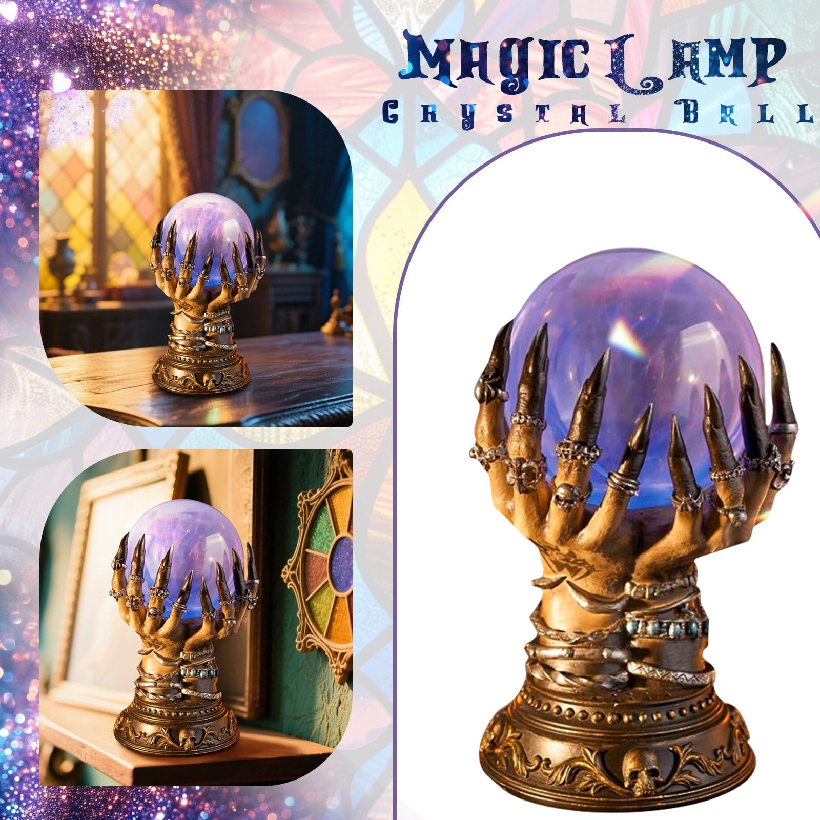 Halloween Crystal Ball Witch Celestial Crystal Ball Skeleton Finger ...