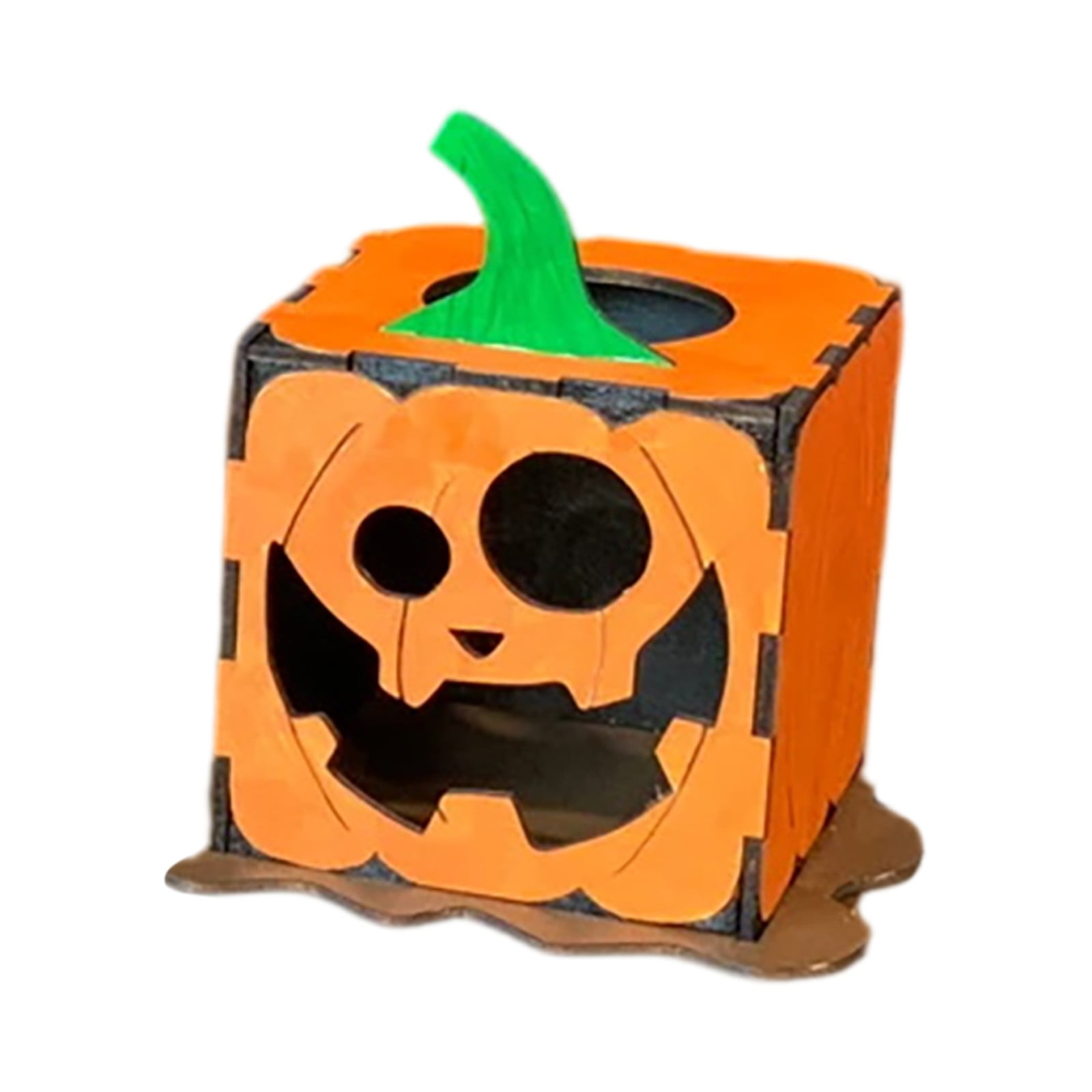 Halloween Cube Jack O Lantern Box - Wooden LED Glowing Halloween Decor ...