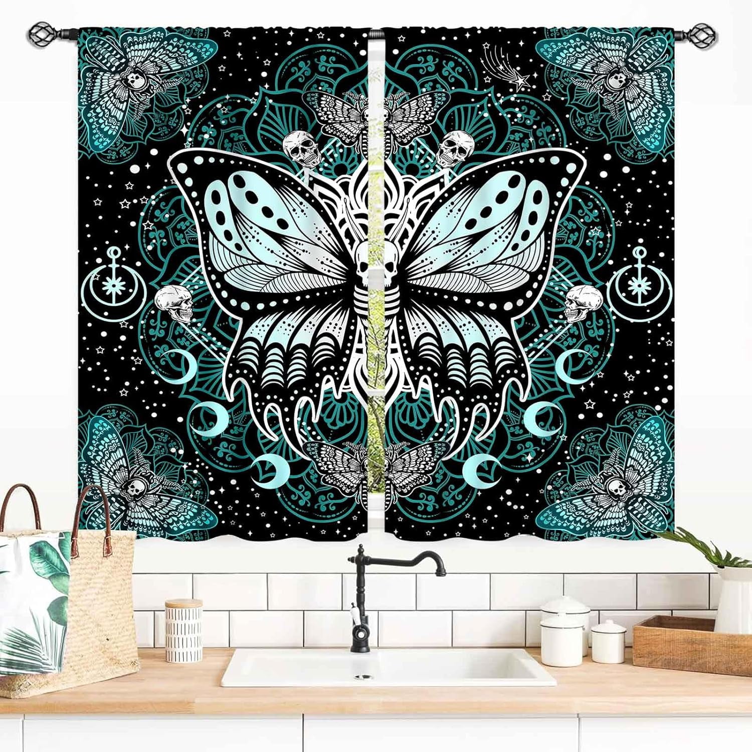 Halloween Curtains for Home Decor, Cute Witchy Fall Pumpkin Bat Ghost Skull Spider Web Horror ...