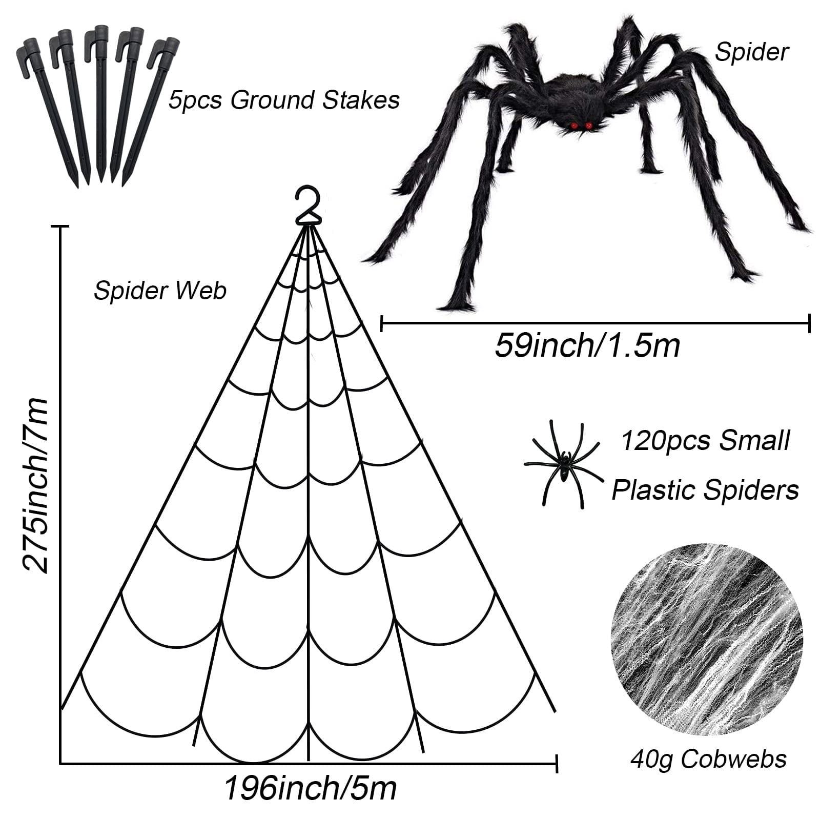 Halloween Custome Outdoor Web Decor Set, Giant Triangle Web (276-inch ...