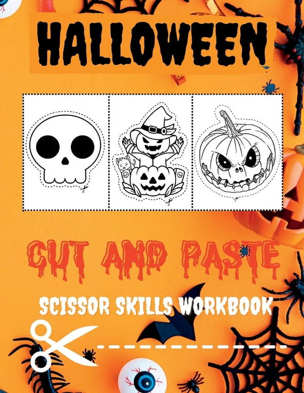 Halloween Cut and Paste Workbook for Preschool: Scissor Skills Activity ...