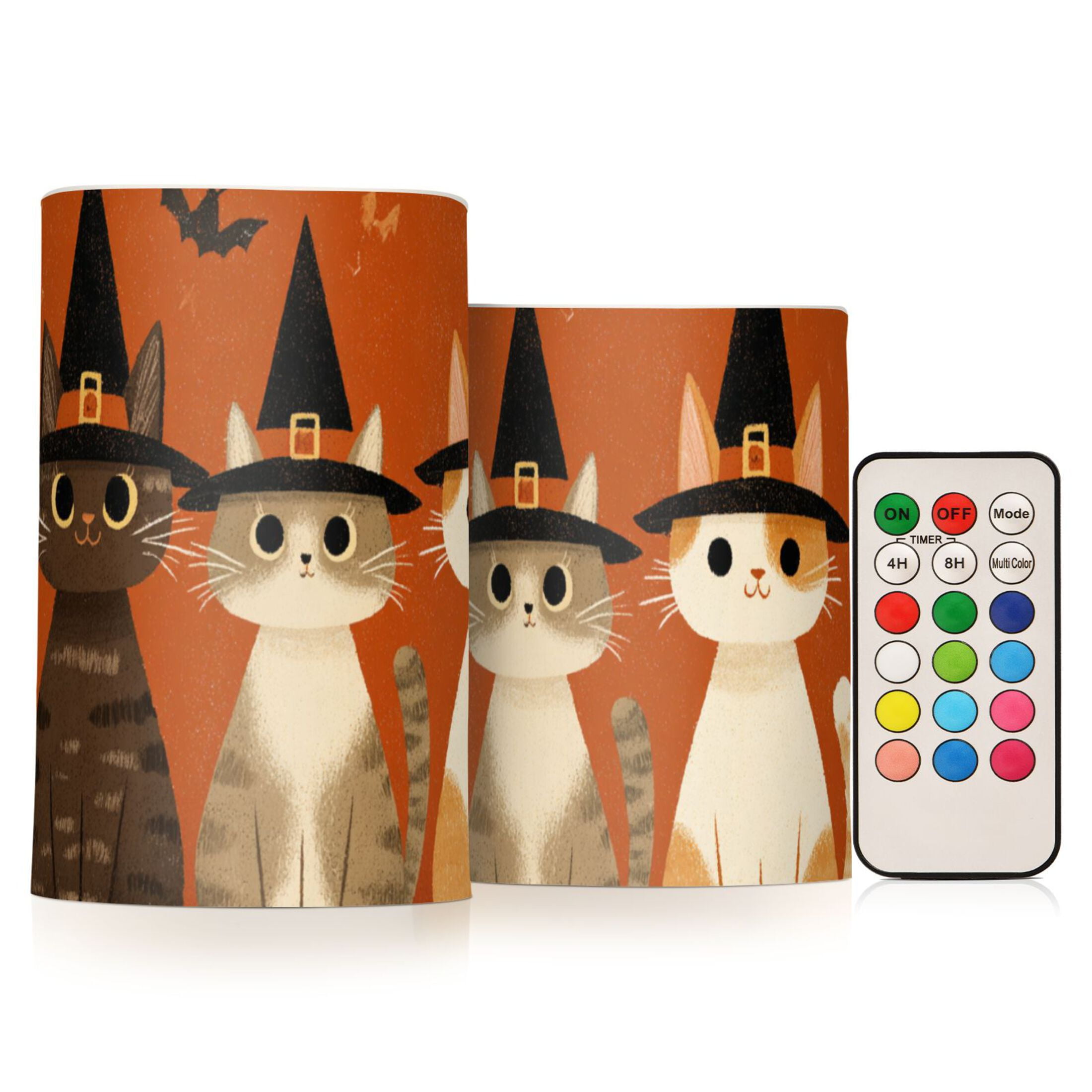 Halloween Cute Cats with Hats Pumpkins Bats Flickering Flameless ...
