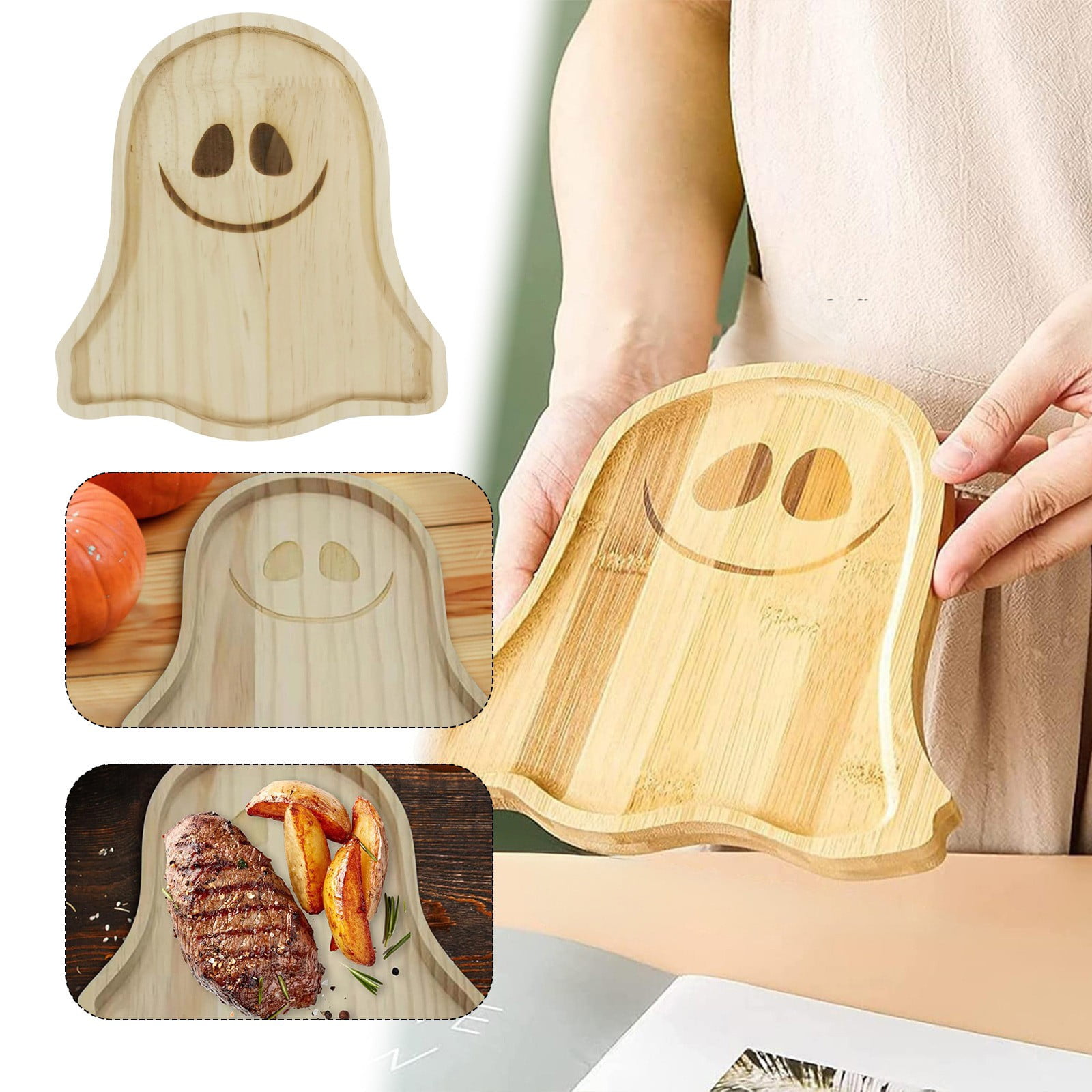 Halloween Cute Cheese Board Food Tray Charcuterie Board Fun Solid Wood ...