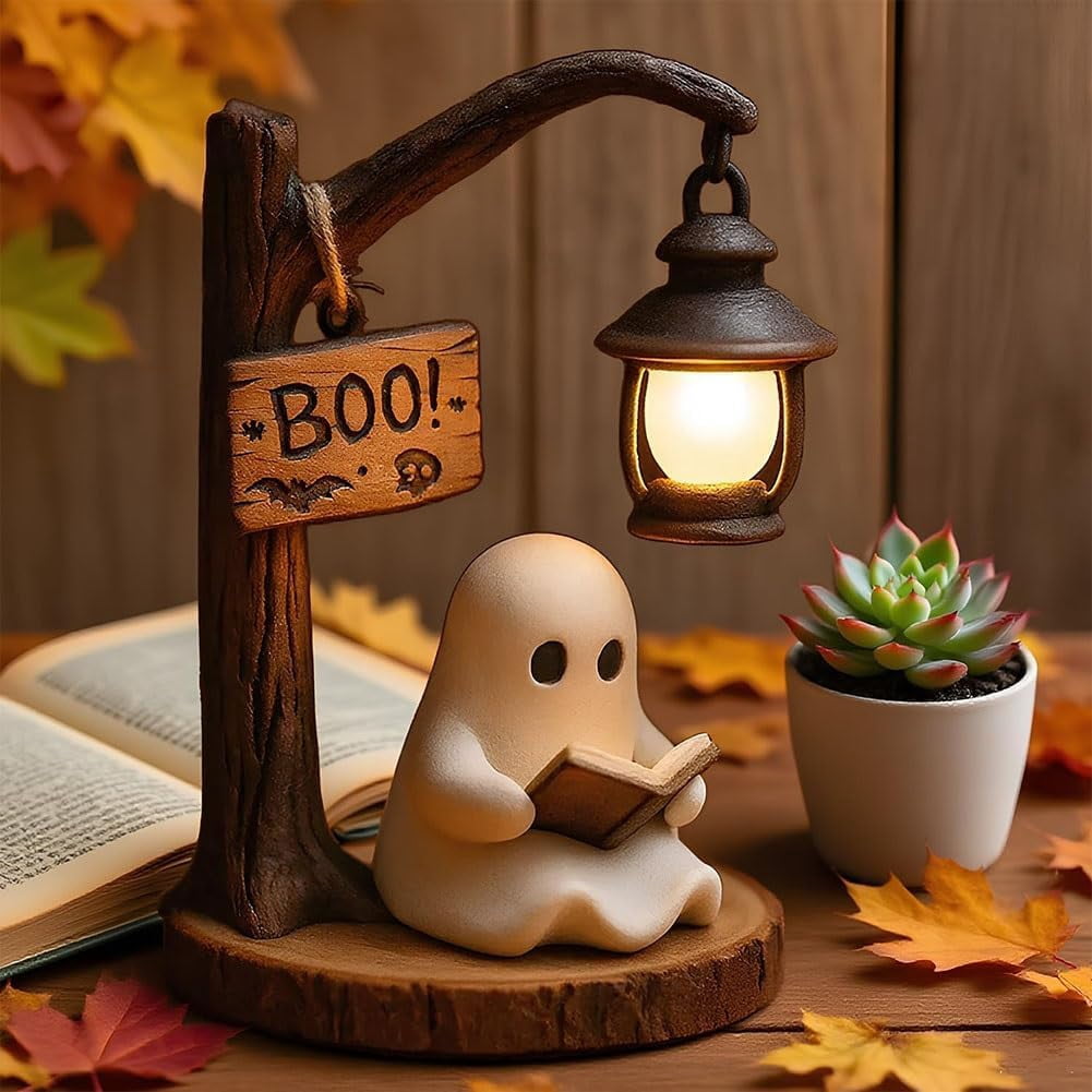 Halloween Cute Ghost Reading Lantern Boo, 3D LED Resin Night Light with ...