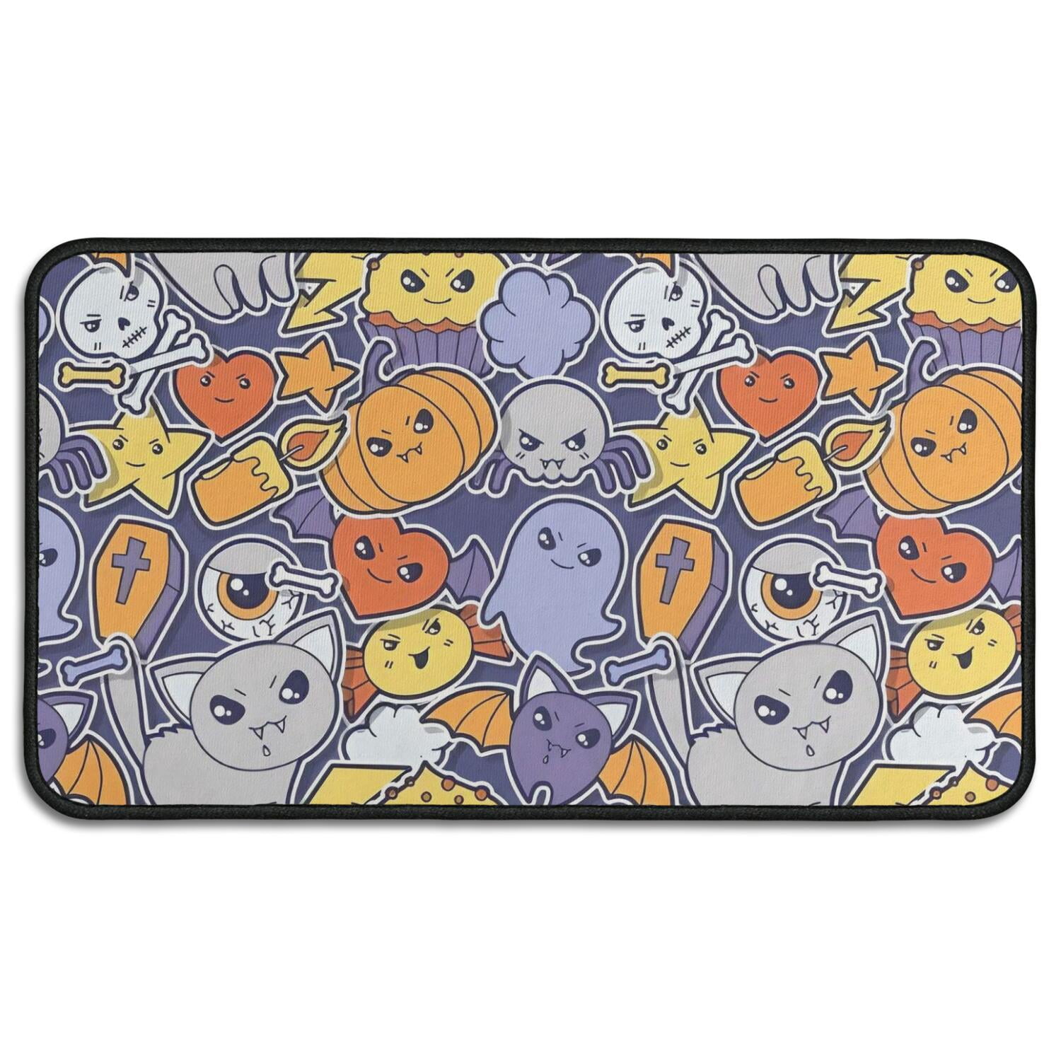 Halloween Cute Icons Collage Pattern Door Rugs,Washable Non Slip Door ...