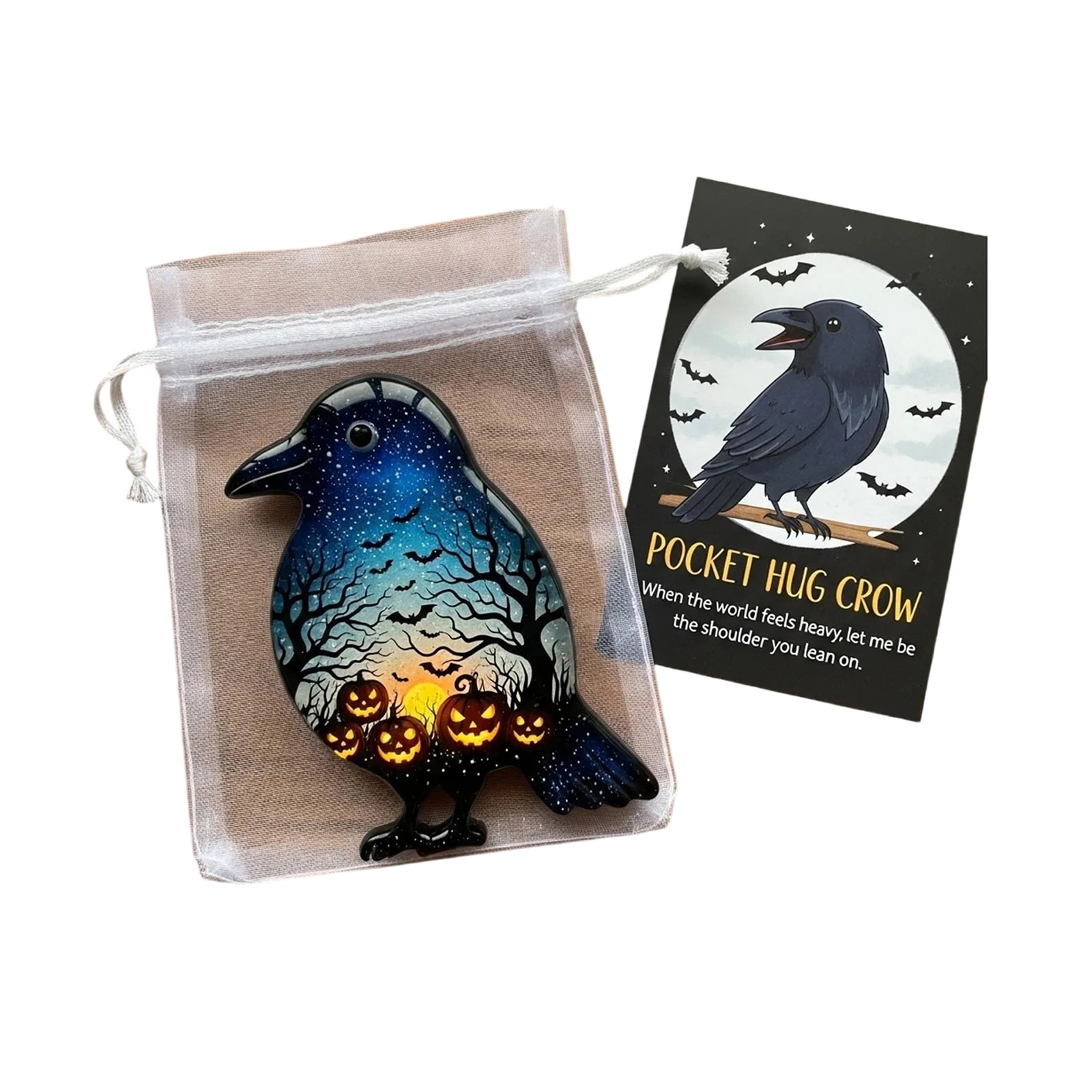 Halloween Cute Pocket Hug Crow Card Gift, Acrylic Material With ...