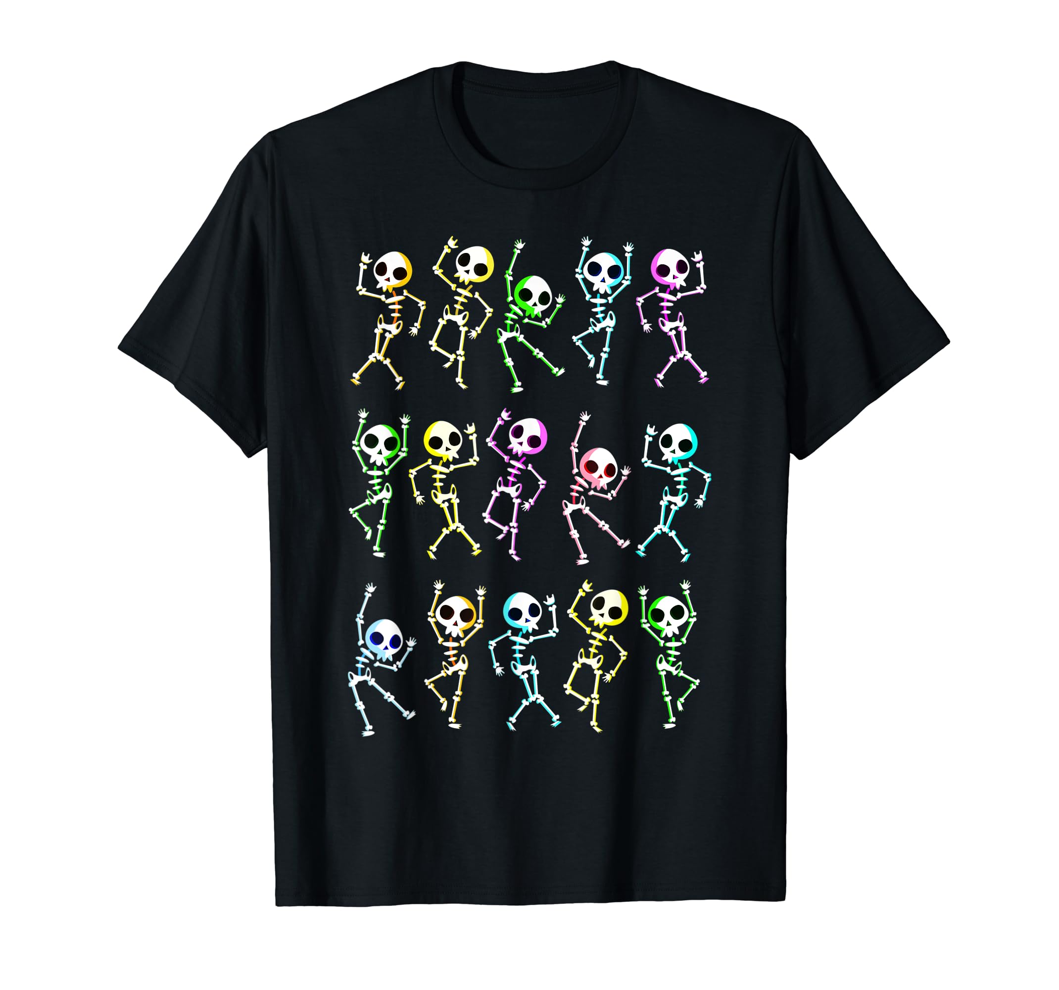 Halloween Cute Skeletons Dancing Colorful Party Art T-Shirt - Walmart.com