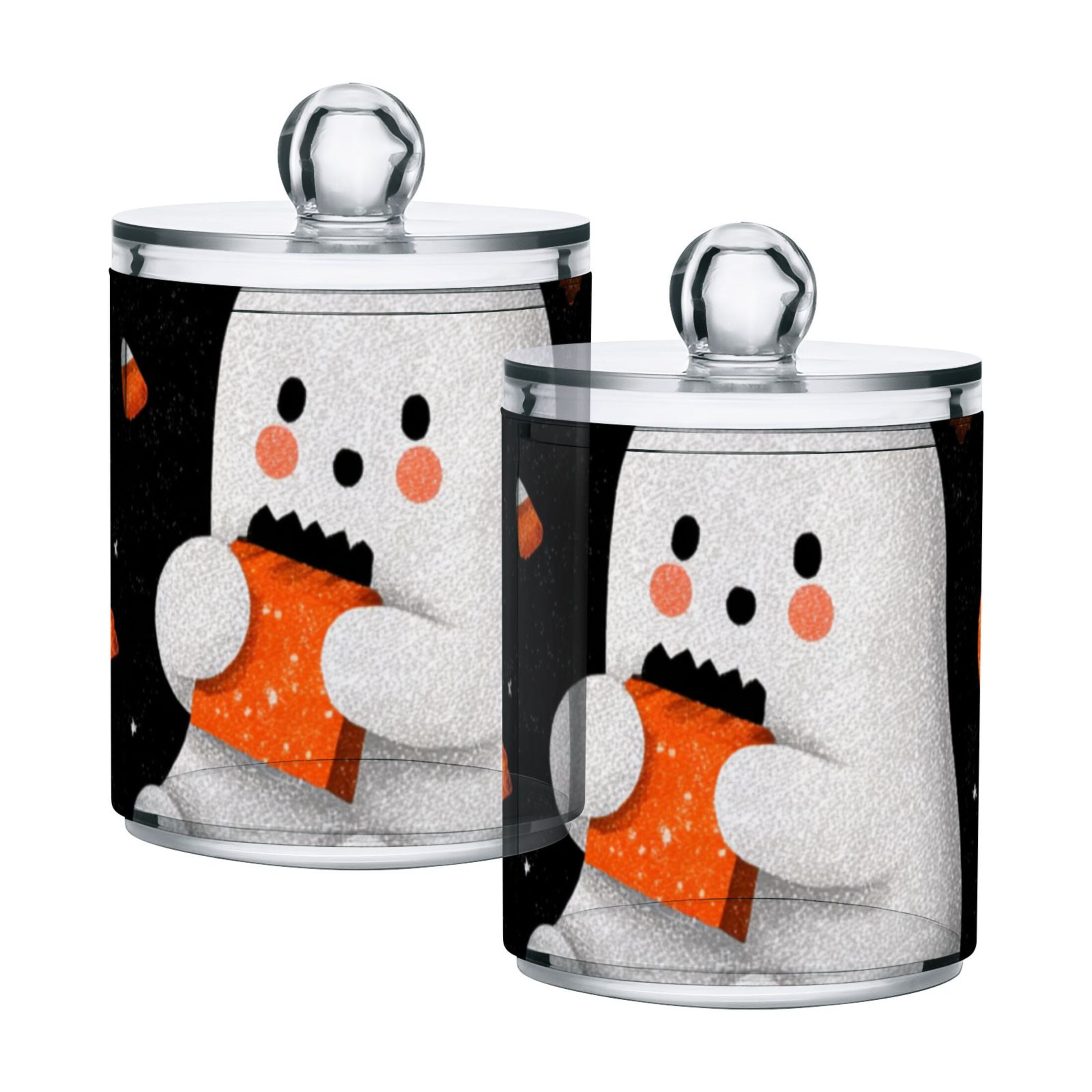Halloween Cute Specters Eating Candy Pumpkins Translucent Plastic Cans ...