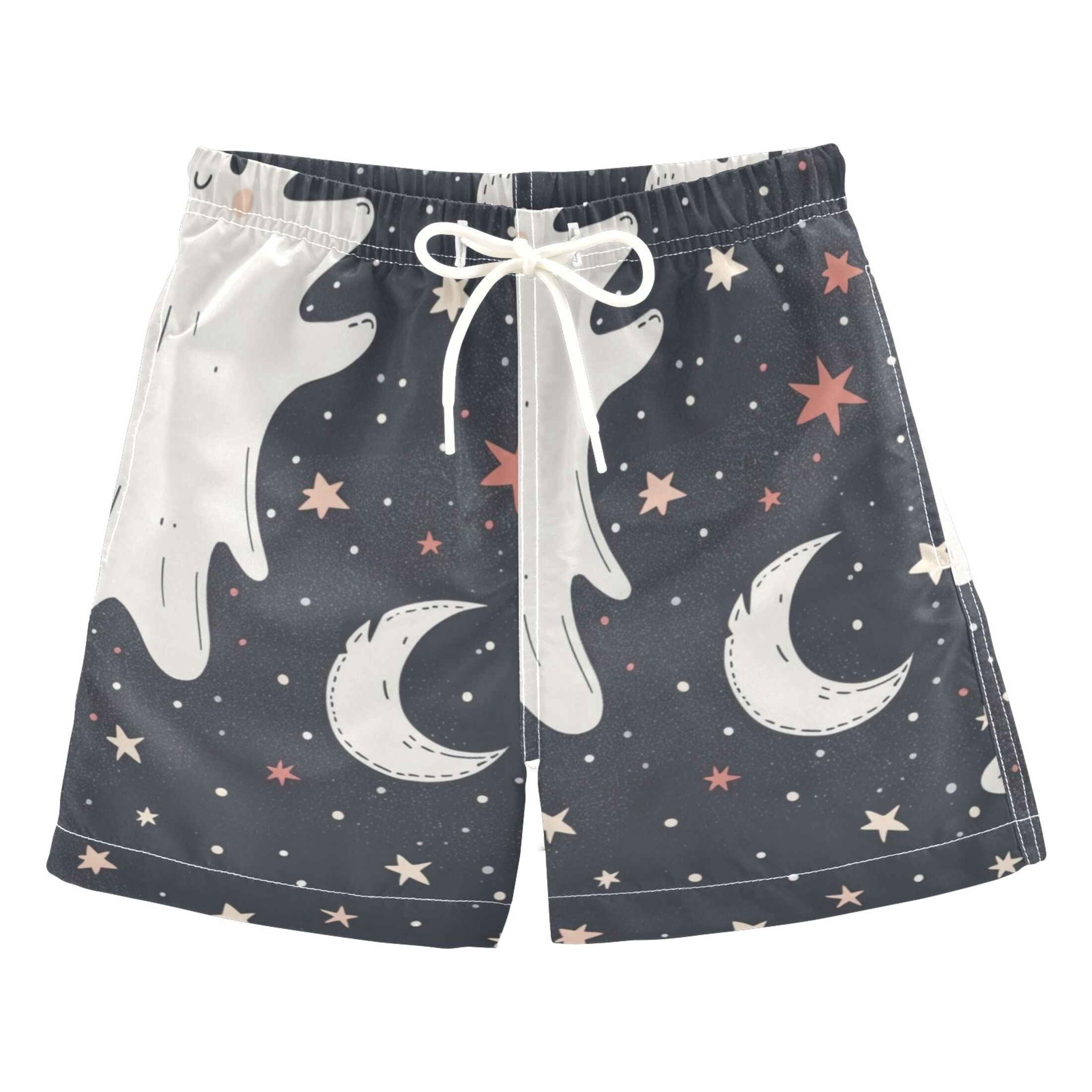 Halloween Cute Specters Moon Stars Boys' Swim Trunks Board Shorts Beach ...