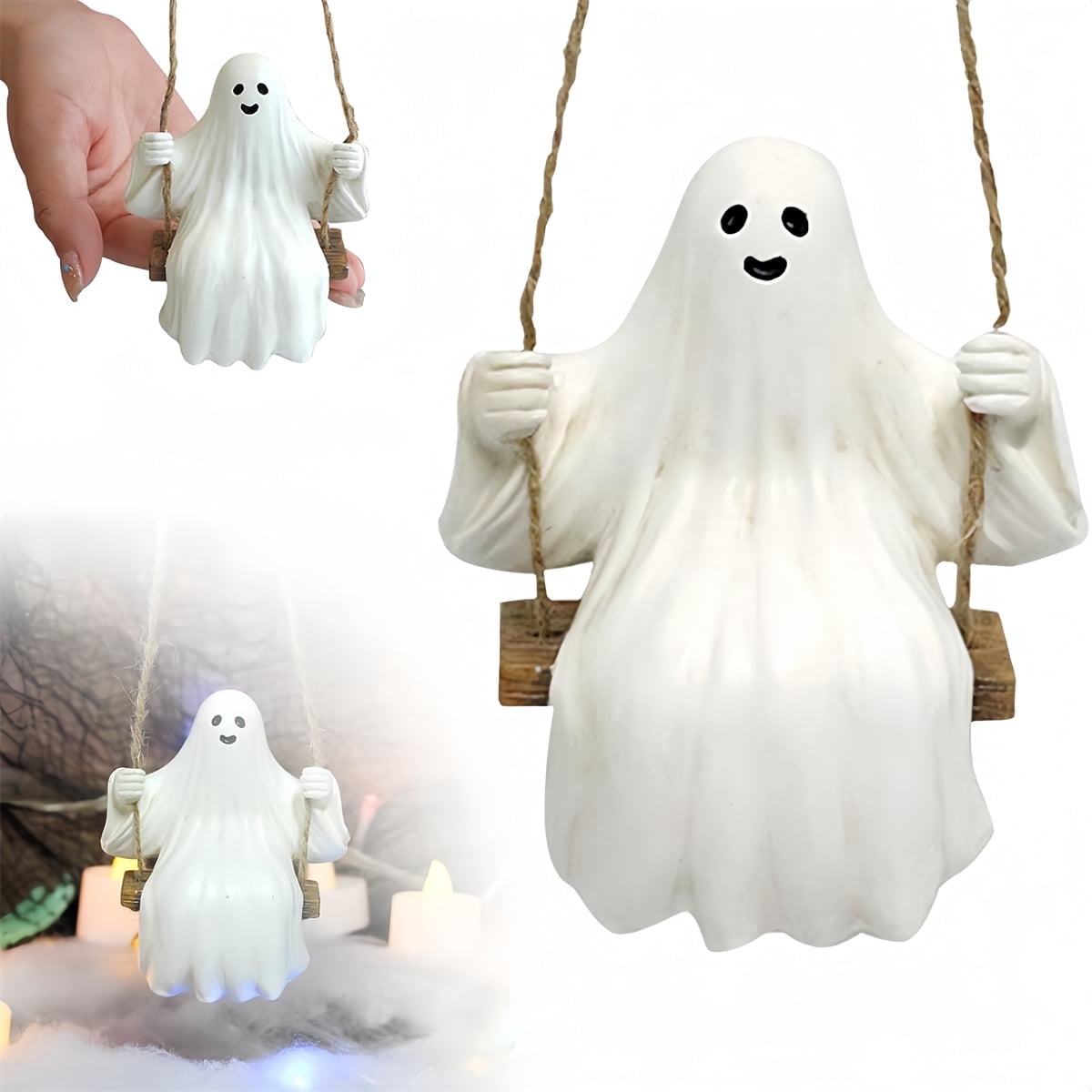 Halloween Cute Swing Ghost,2024 New Swing Ghost Statue Outdoor ...