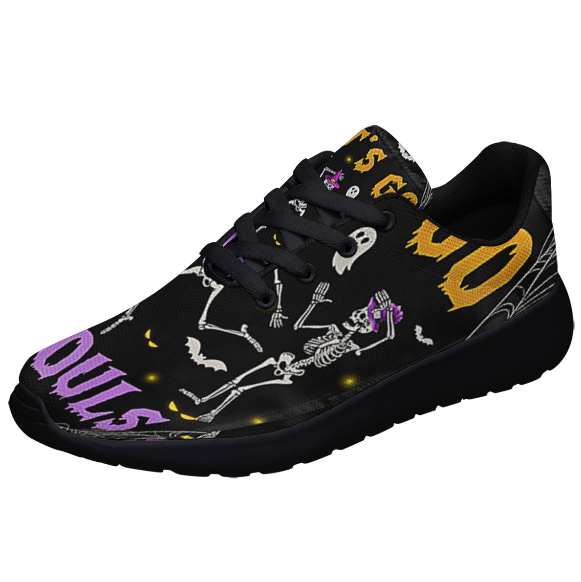 Halloween Dancing Skeleton Let's Go Ghouls Shoes Sneakers Black Size 3. ...