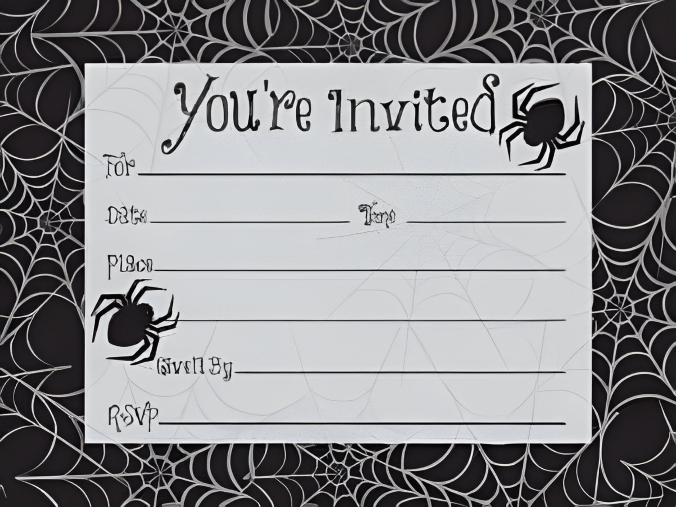 Black Spider Web Haunted House Carnival Halloween Party Invitations w ...