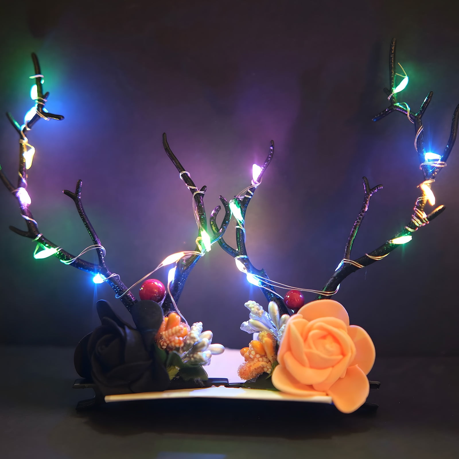 Savings Halloween Dark Gothic Skull Reindeer Hair Clip with Colorful ...