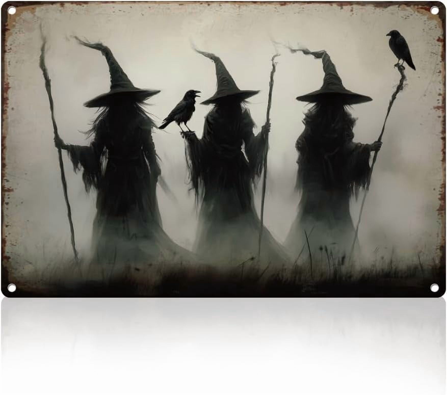 Halloween Dark Witch Tin Sign Retro Metal Wall Decor 8" x 12" Vintage ...