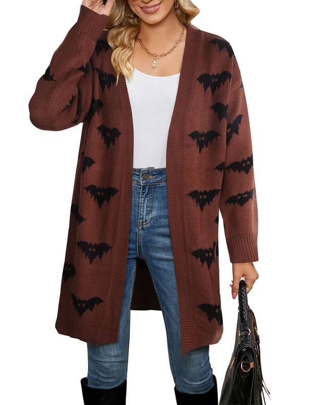 Halloween Day Cardigan Sweaters for Women V-Neck Open Front Cardigan ...