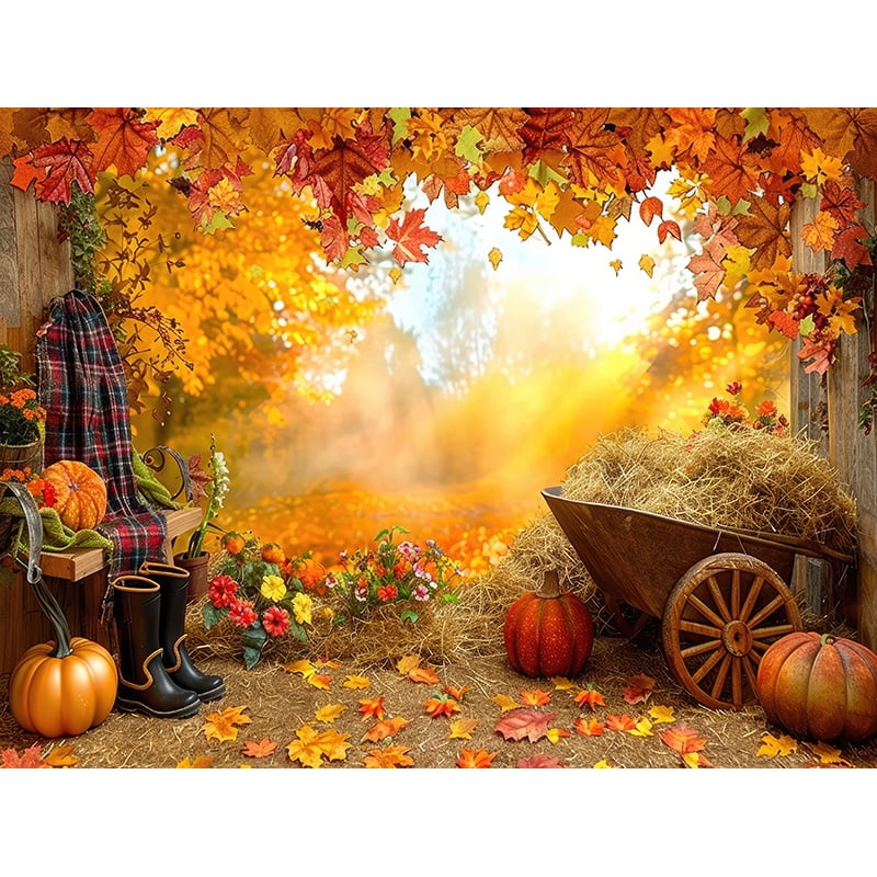 Halloween Day Theme Photography Backdrops Props Wagon Flowers Fall ...