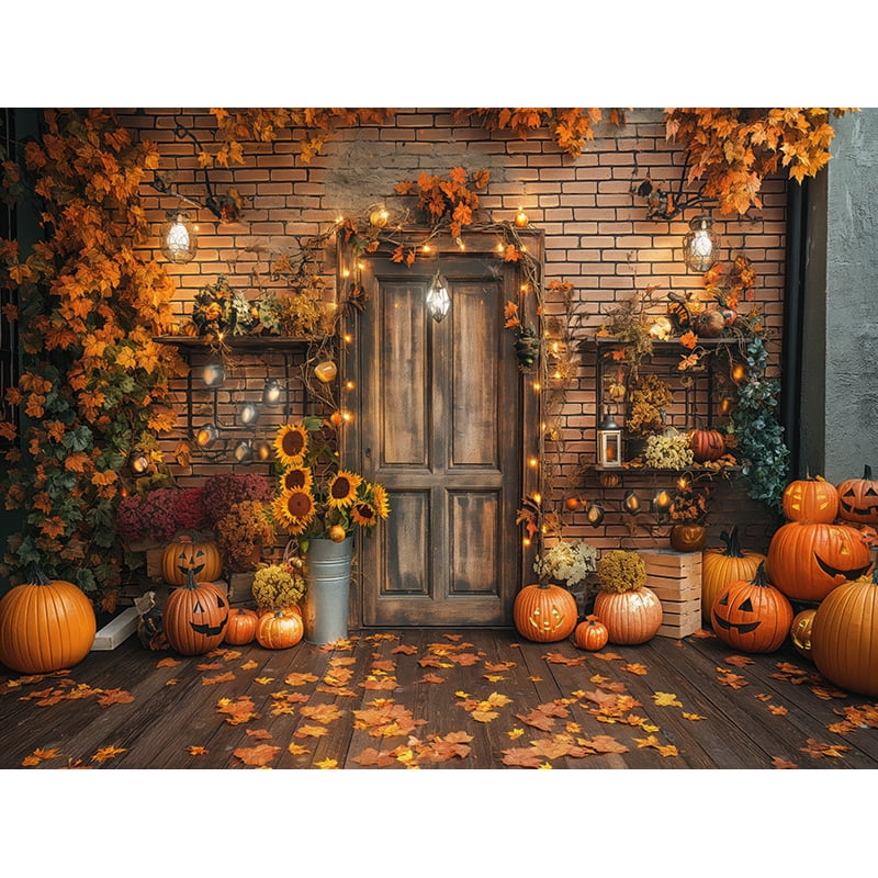 Halloween Day Theme Photography Backdrops Props Wagon Flowers Fall ...