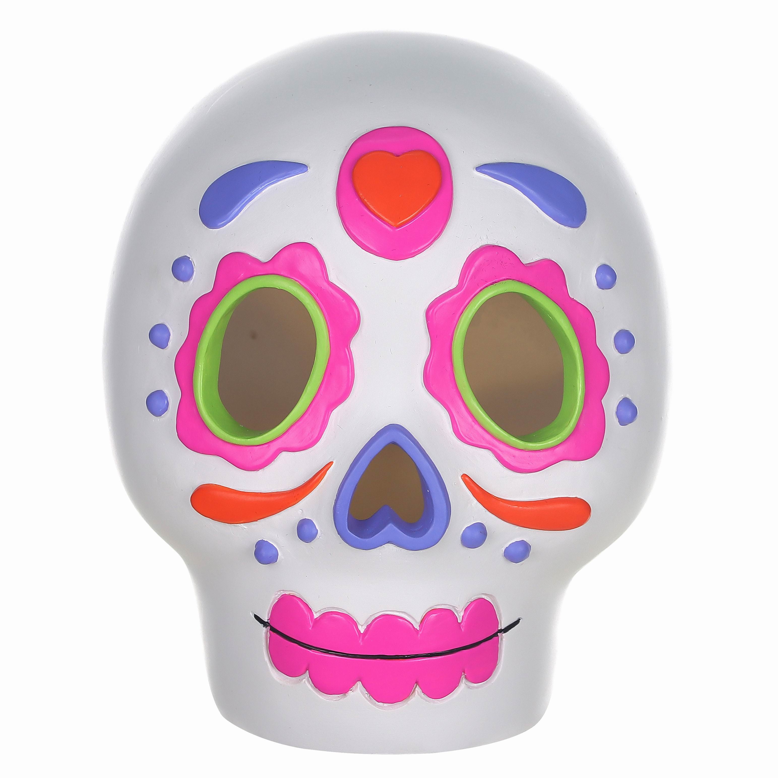 Day of the Dead Multicolor LED Sugar Skull, 5.5 in, by Way to Celebrate ...