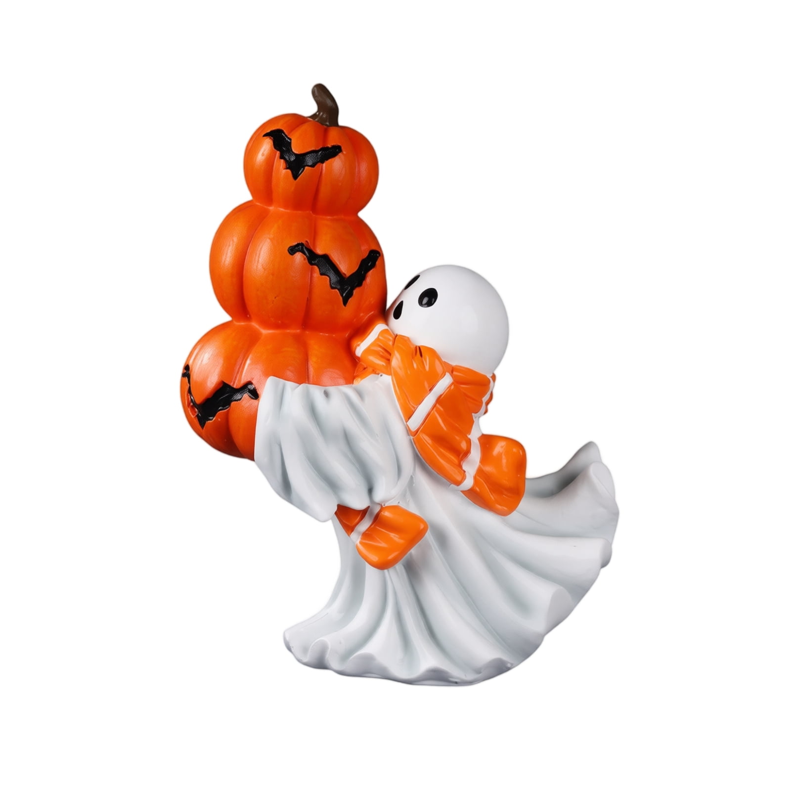 Halloween Decor Colorful Ghost Stacked Pumpkin Figure for Indoor Home ...