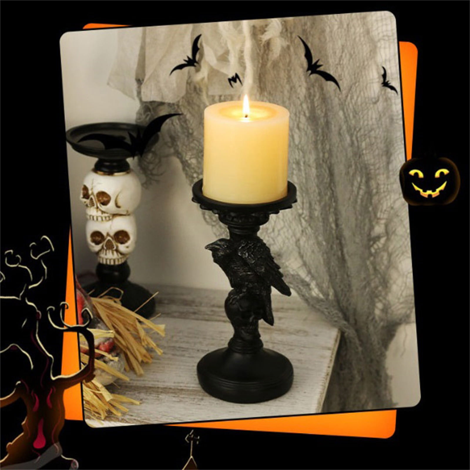 Halloween Decor - Desktop Dress Up - Candlesticks - Pillar Candle ...