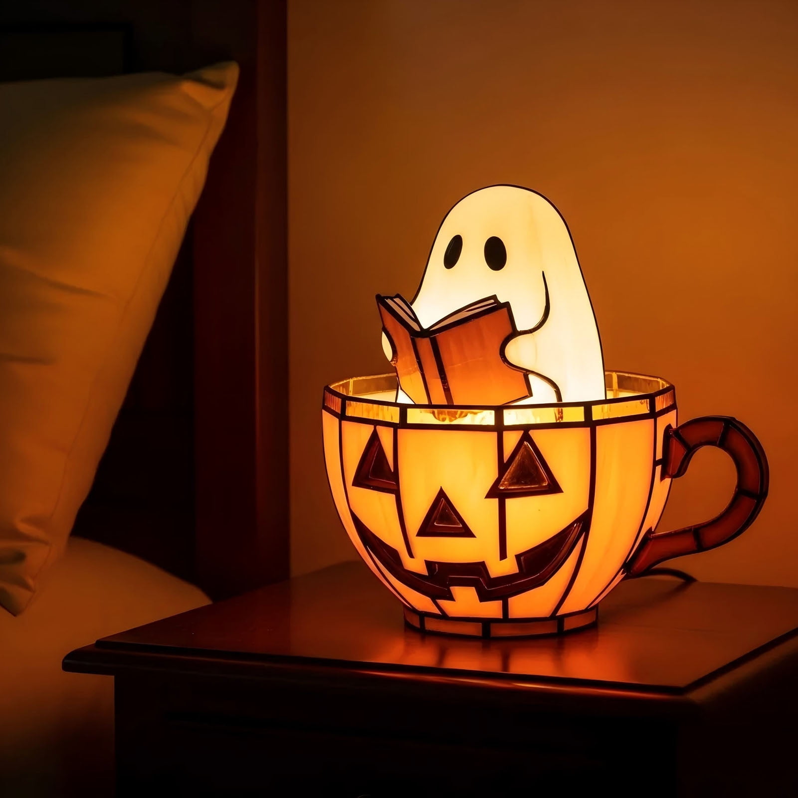Halloween Decor Ghost Lamp, Pumpkin Cup Ghost Bubble Bath Lamp, Ghost ...