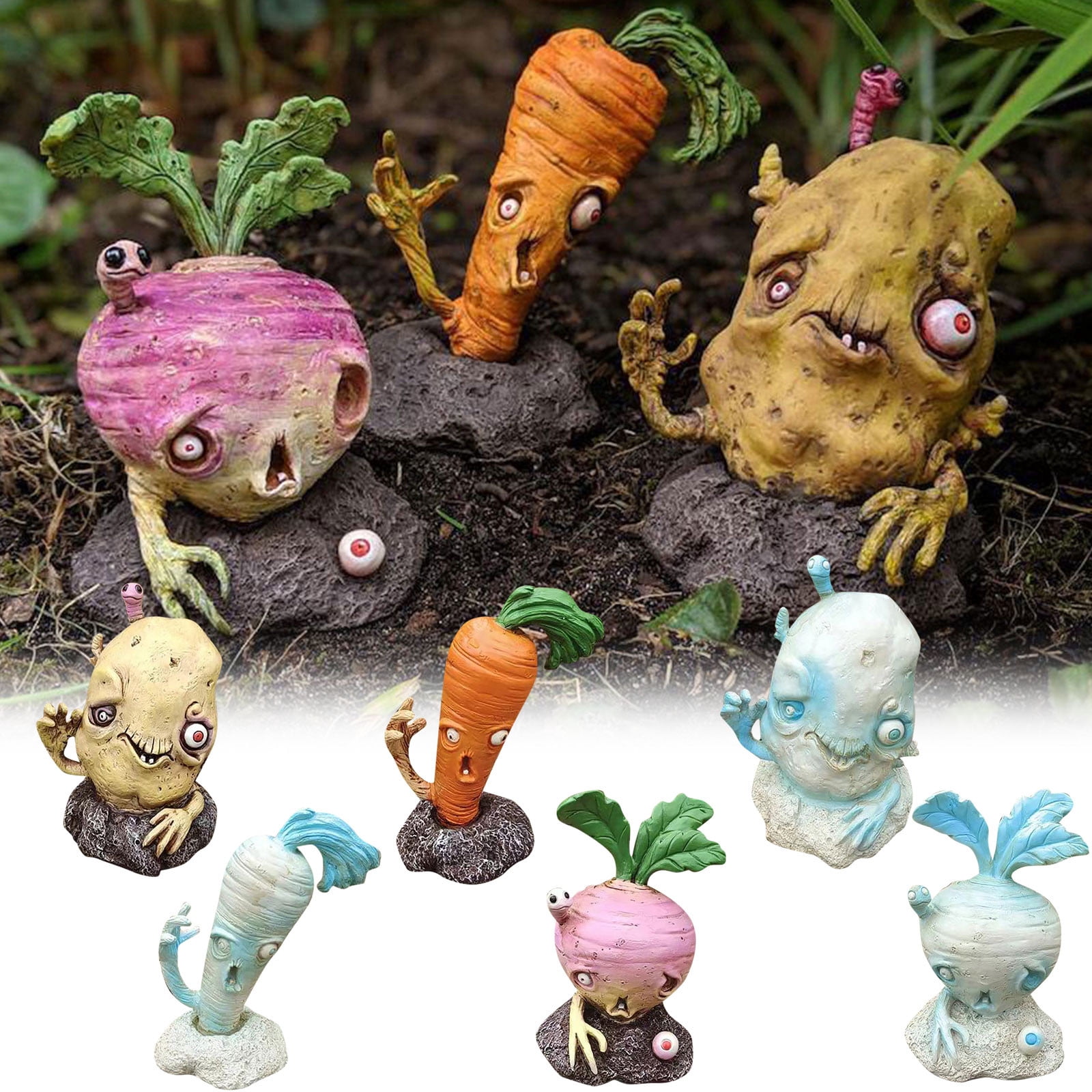 Halloween Decor Halloween Zombies Vegetables Statue With Worm ...
