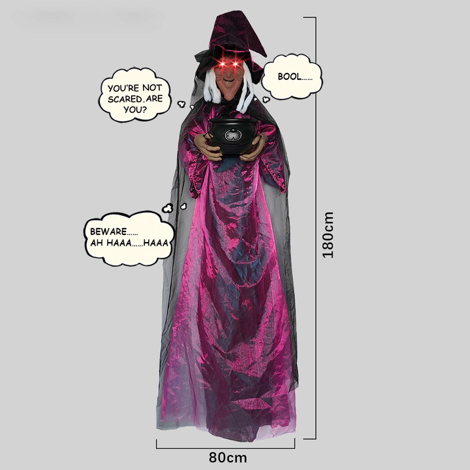 Halloween Decor Indoor Halloween Electronic Witch Decoration, Life-Size ...