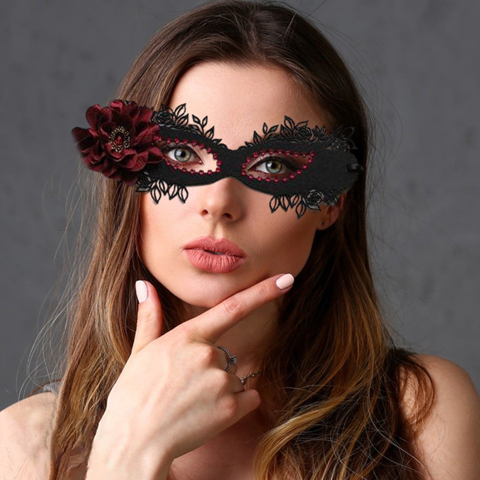Halloween Decor Masquerade Mask Halloween Black Spider Half Face Mask ...