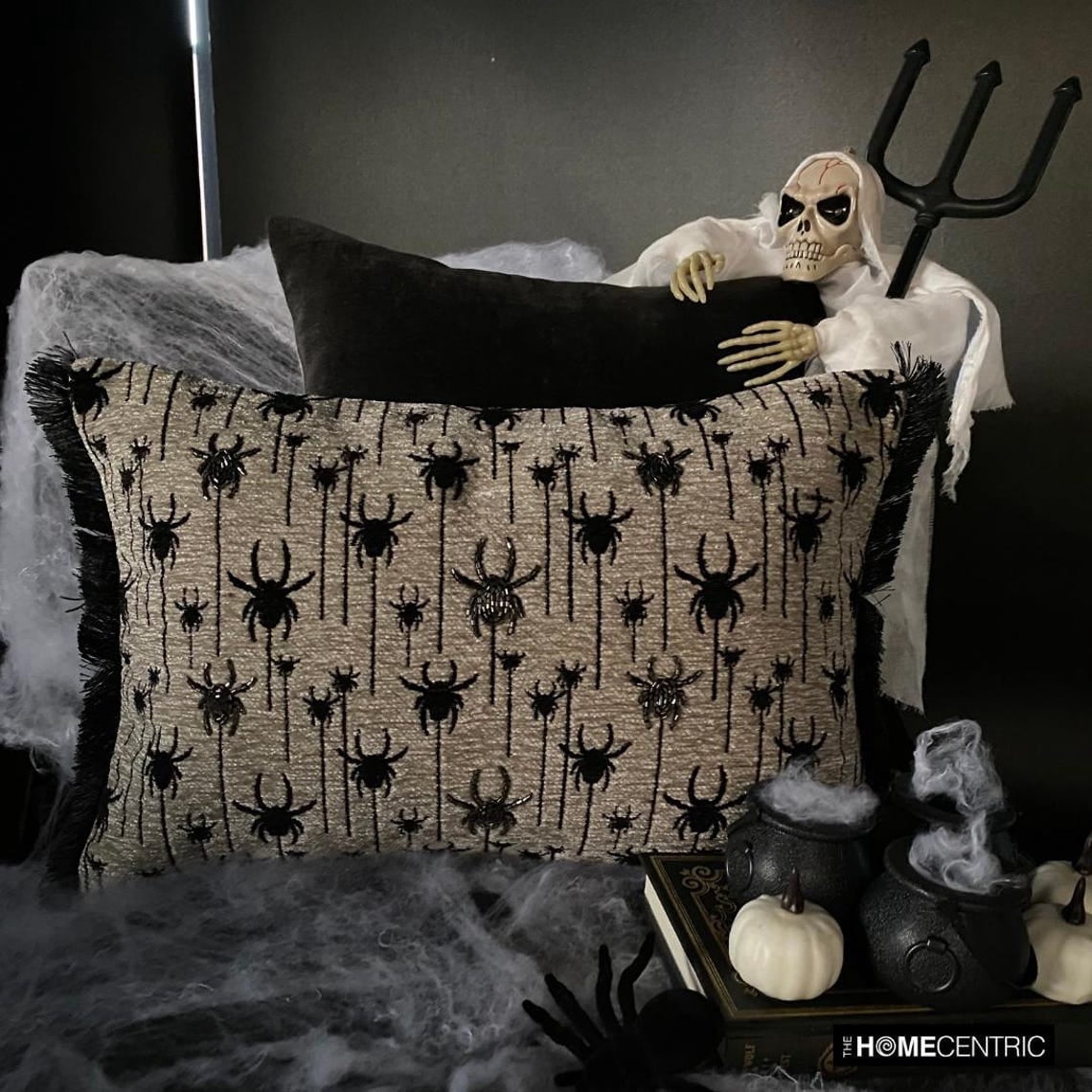 Halloween Decor Oblong Pillow Cover Black, 12"x18" (30x45 cm) Jacquard ...