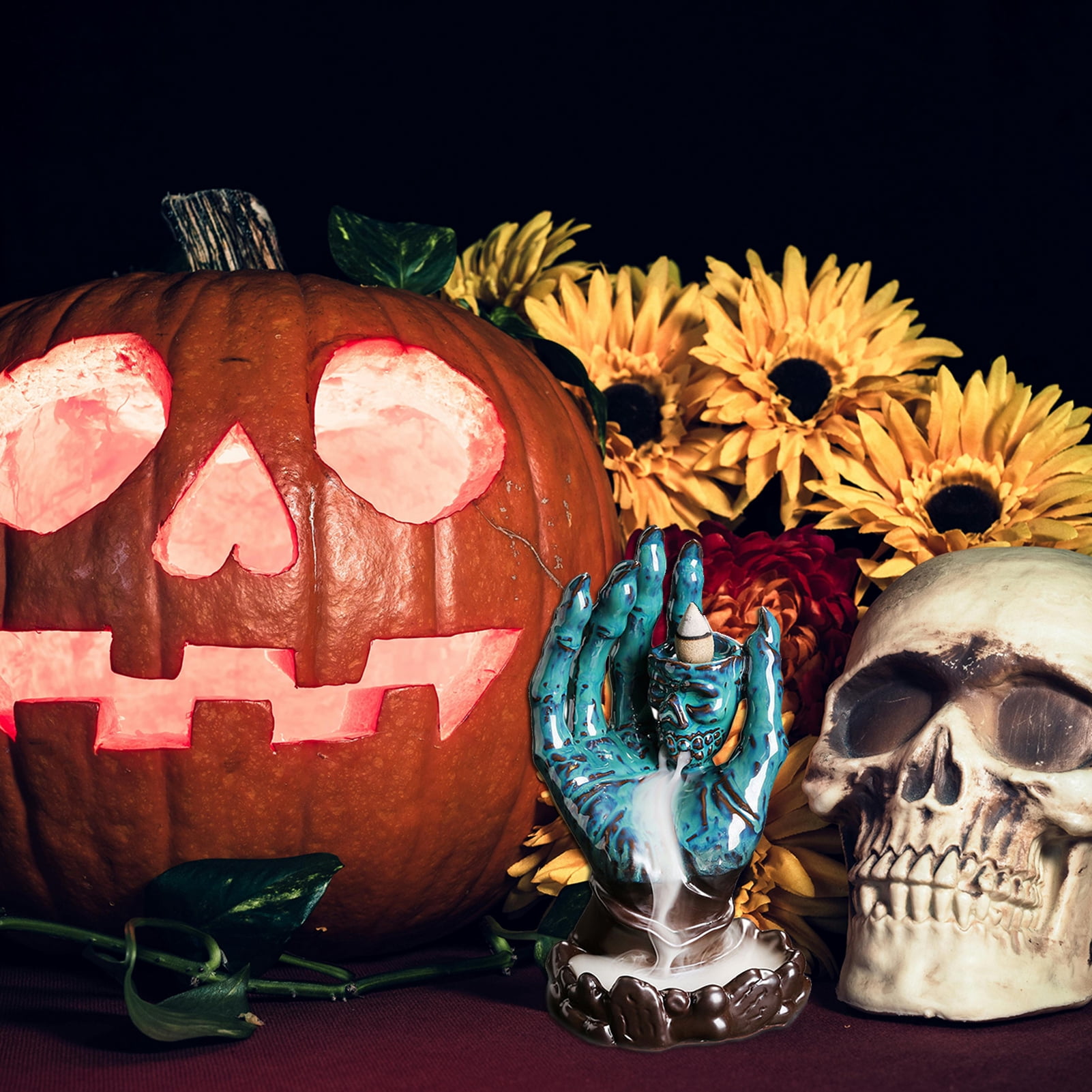 Halloween Decor Ornament, Skeleton Hand Waterfall Incense Burner ...
