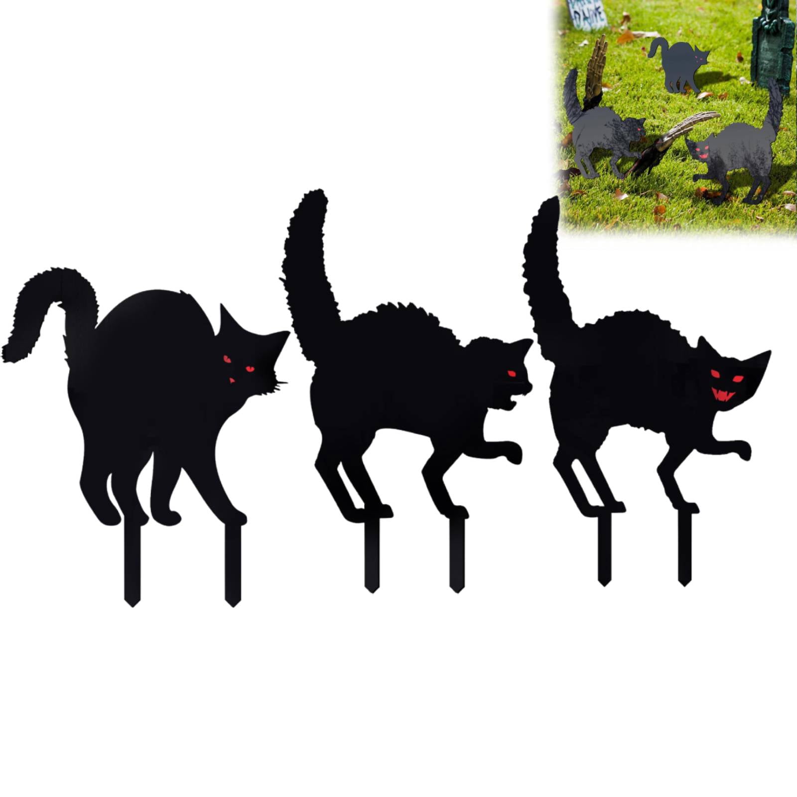 Halloween Decor Outdoor - Acrylic Black Cats Yard Signs with Stakes ...