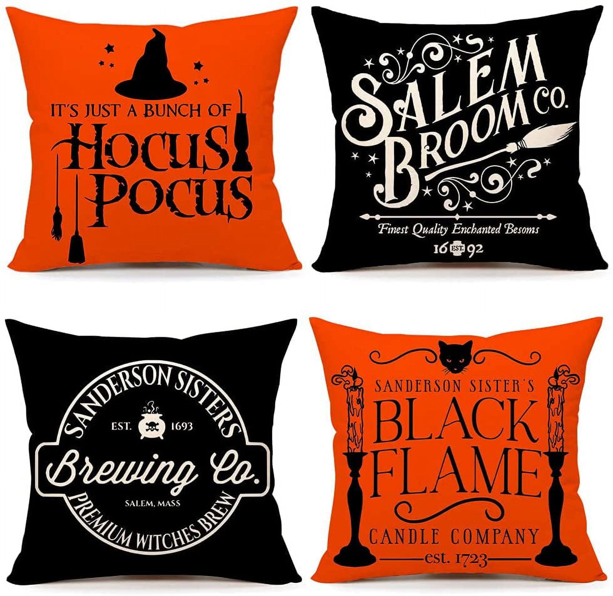 Halloween Decor Pillow Covers 18x18 Set of 4 Halloween Decorations ...