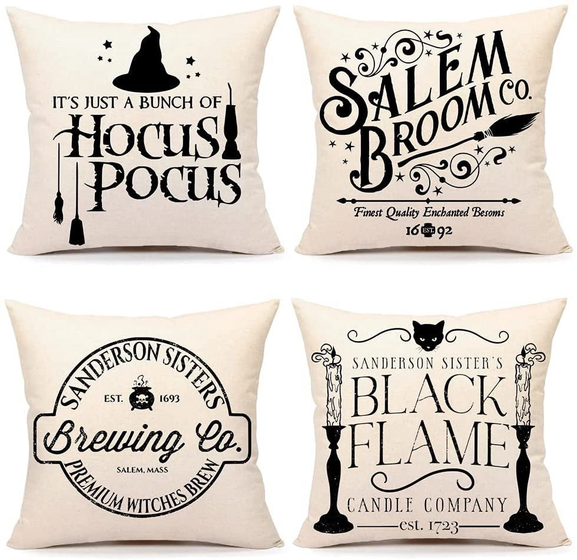 Halloween Decor Pillow Covers 18x18 Set of 4 Halloween Decorations ...