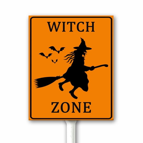 Halloween Decor Sign Witch Zone Yard Sign With Stake, Witch Meal Signs ...