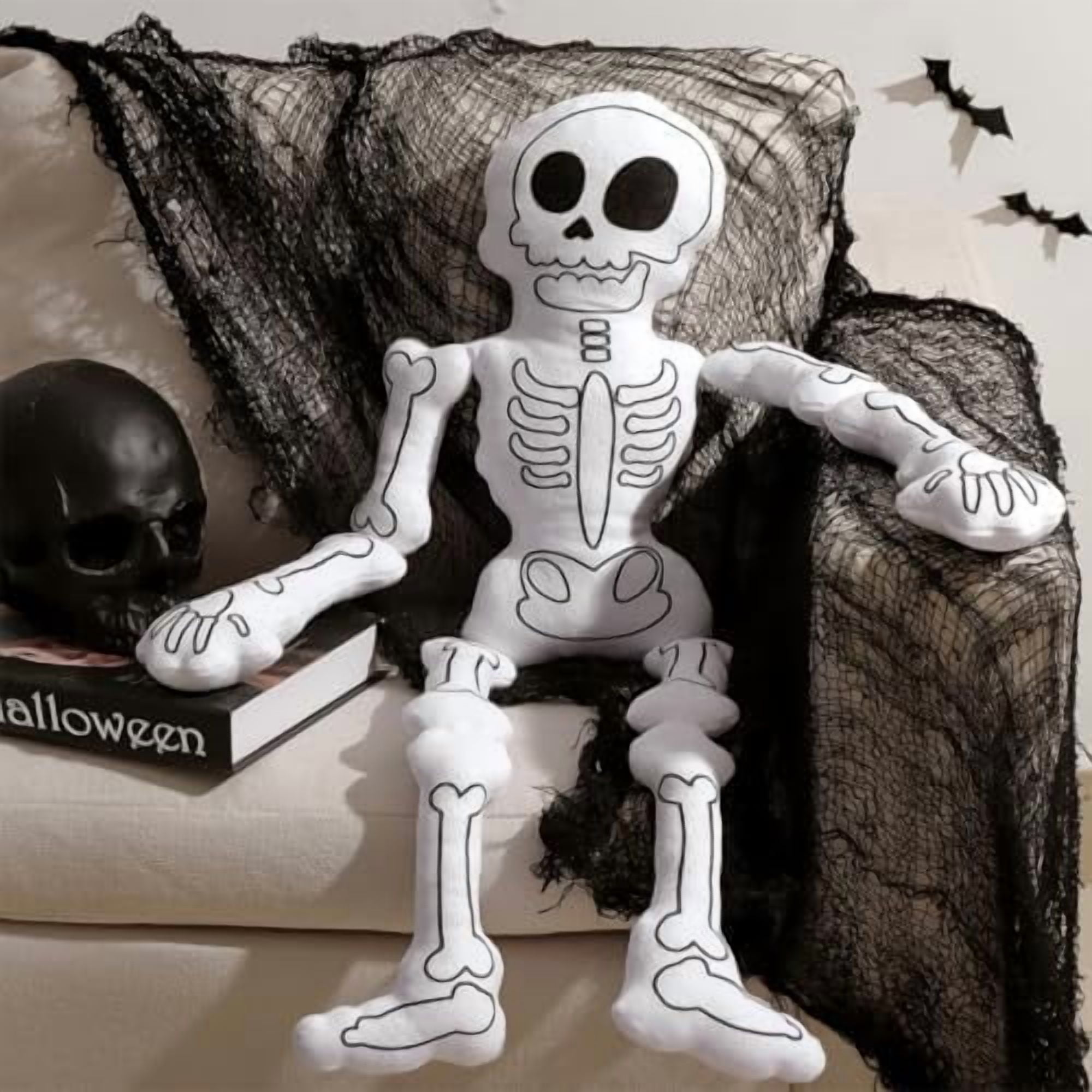 Halloween Decor Throw Pillows: Cute Plush Skeleton Halloween Pillow ...