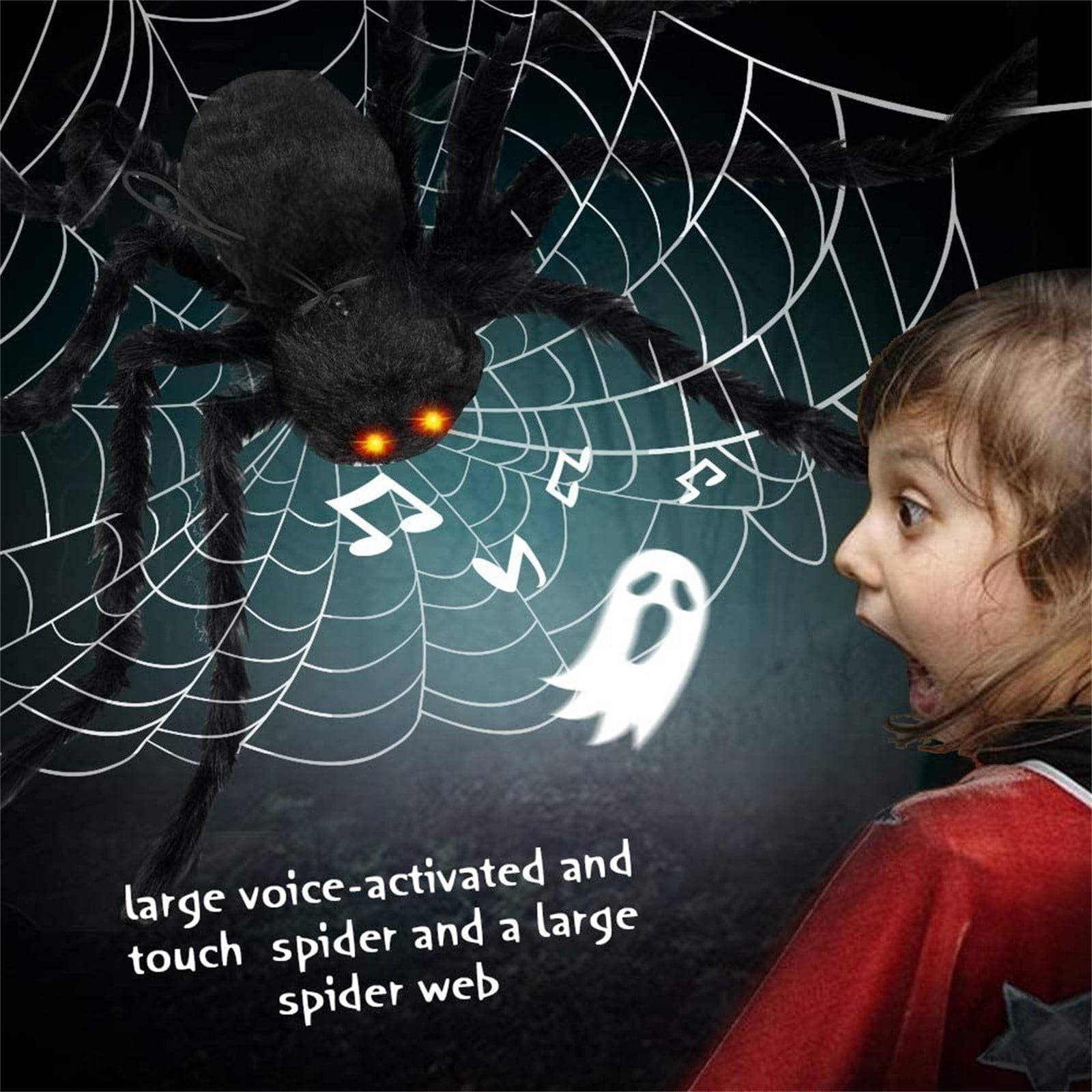 Halloween Decorate Spider 125 cm With Red LED Eyes And Scary Sound ...