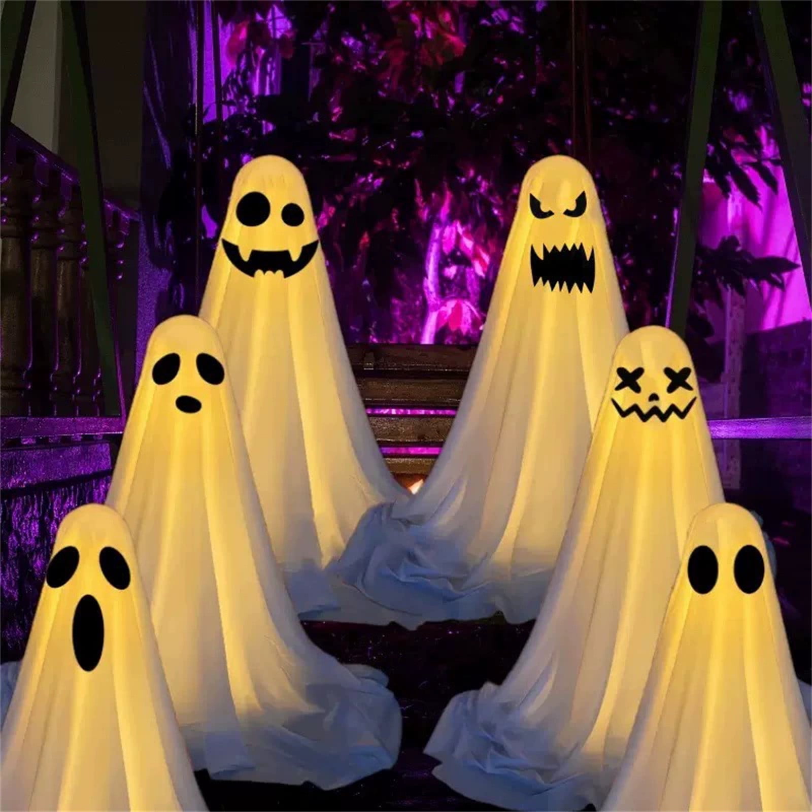 Halloween Decoration 2 Pack LED Ghost Lights, Battery Powered Light-Up ...
