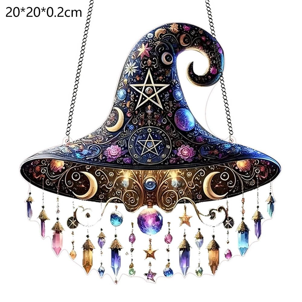 Halloween Decoration 2D Flat Acrylic Window Hanging Witch Hat Ornament ...