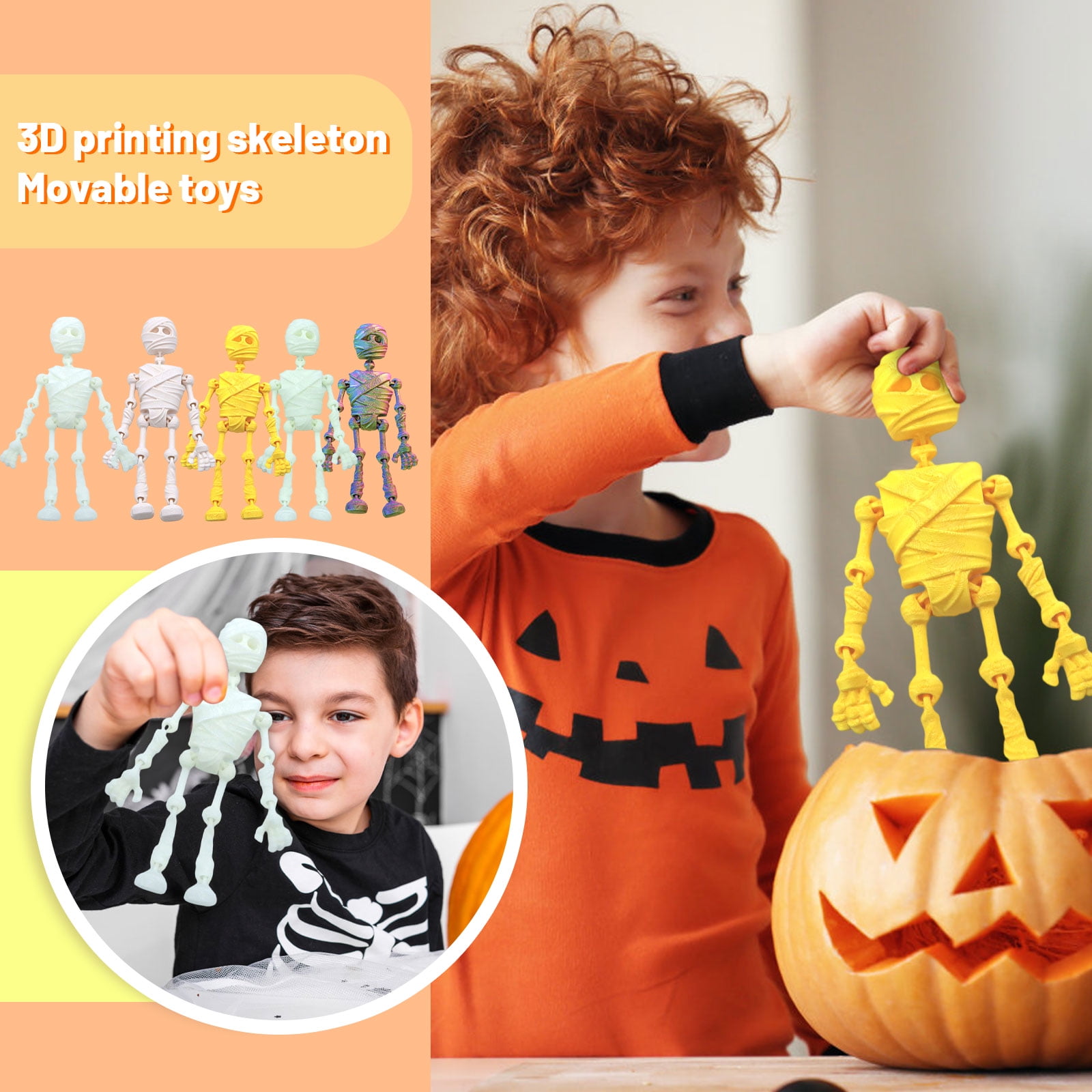 Halloween Decoration,3D Printed Poseable Skeleton Toy - Magnetic Joint ...