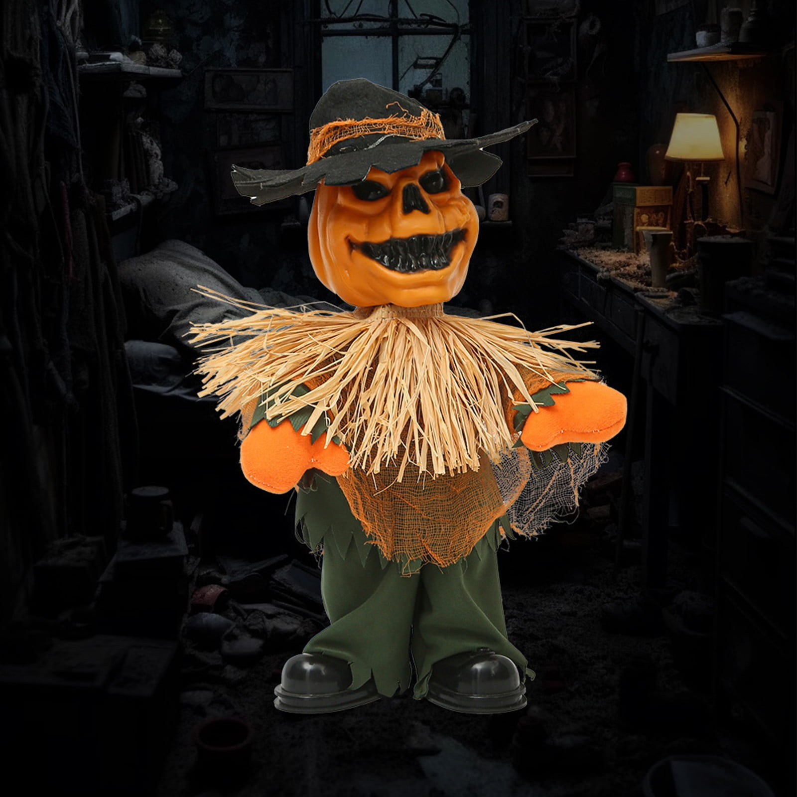 Halloween Decoration Animated Pumpkin Scarecrow with Glowing Eyes ...