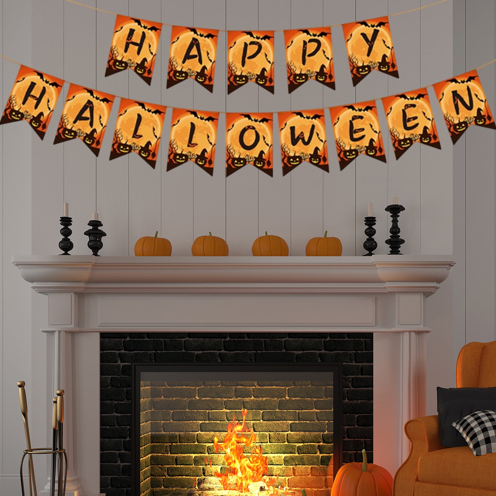 Halloween Decoration Banner Party Decor Hanging Wall Door Decorations Multicolor Paper Flags 15 ...
