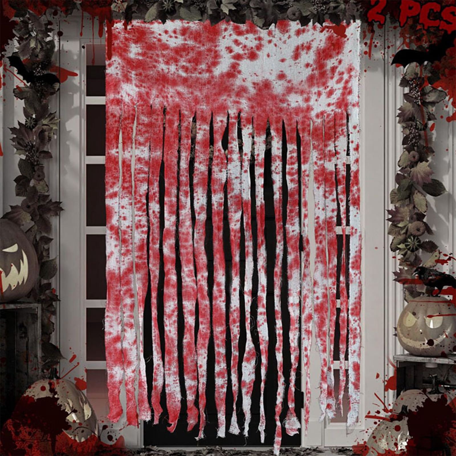 Halloween Decoration Curtain Bloodstained Door Curtain Window With ...